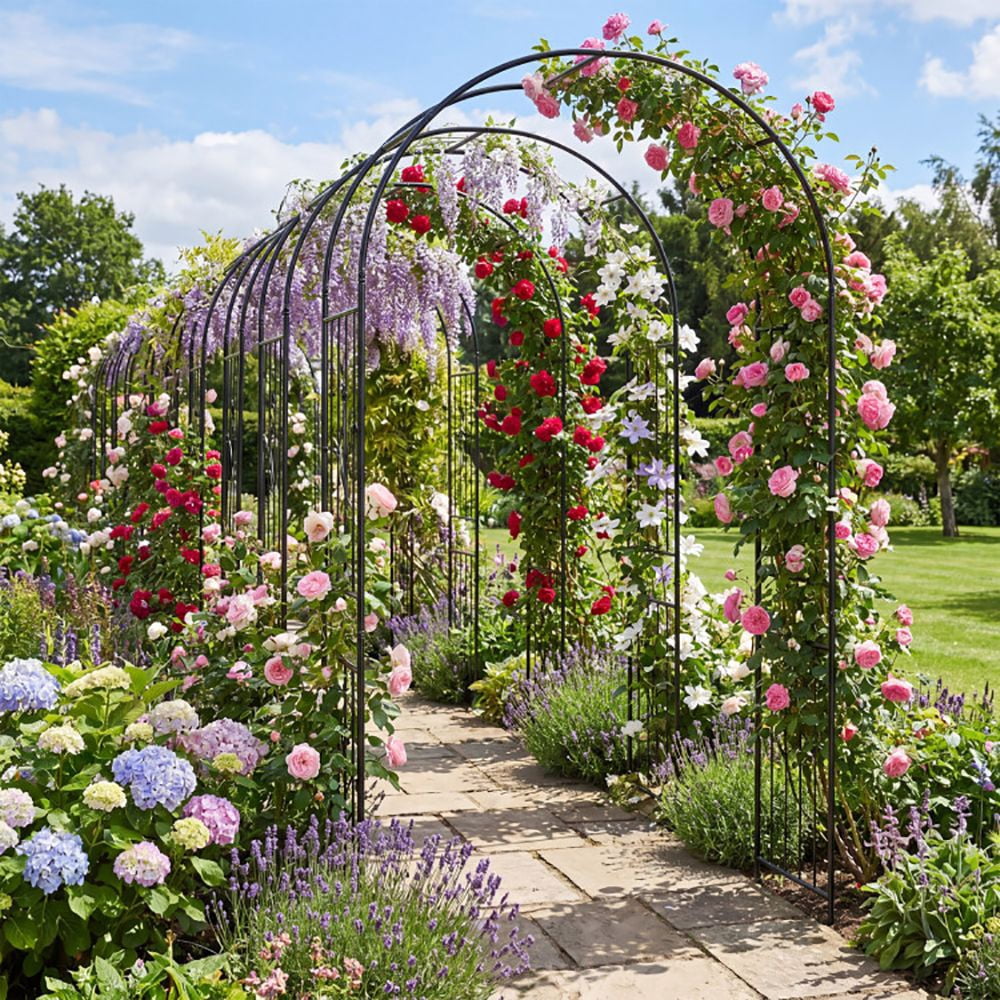 Zaverox 87 Inch Tall Heavy Duty Metal Garden Arch Trellis for Climbing ...