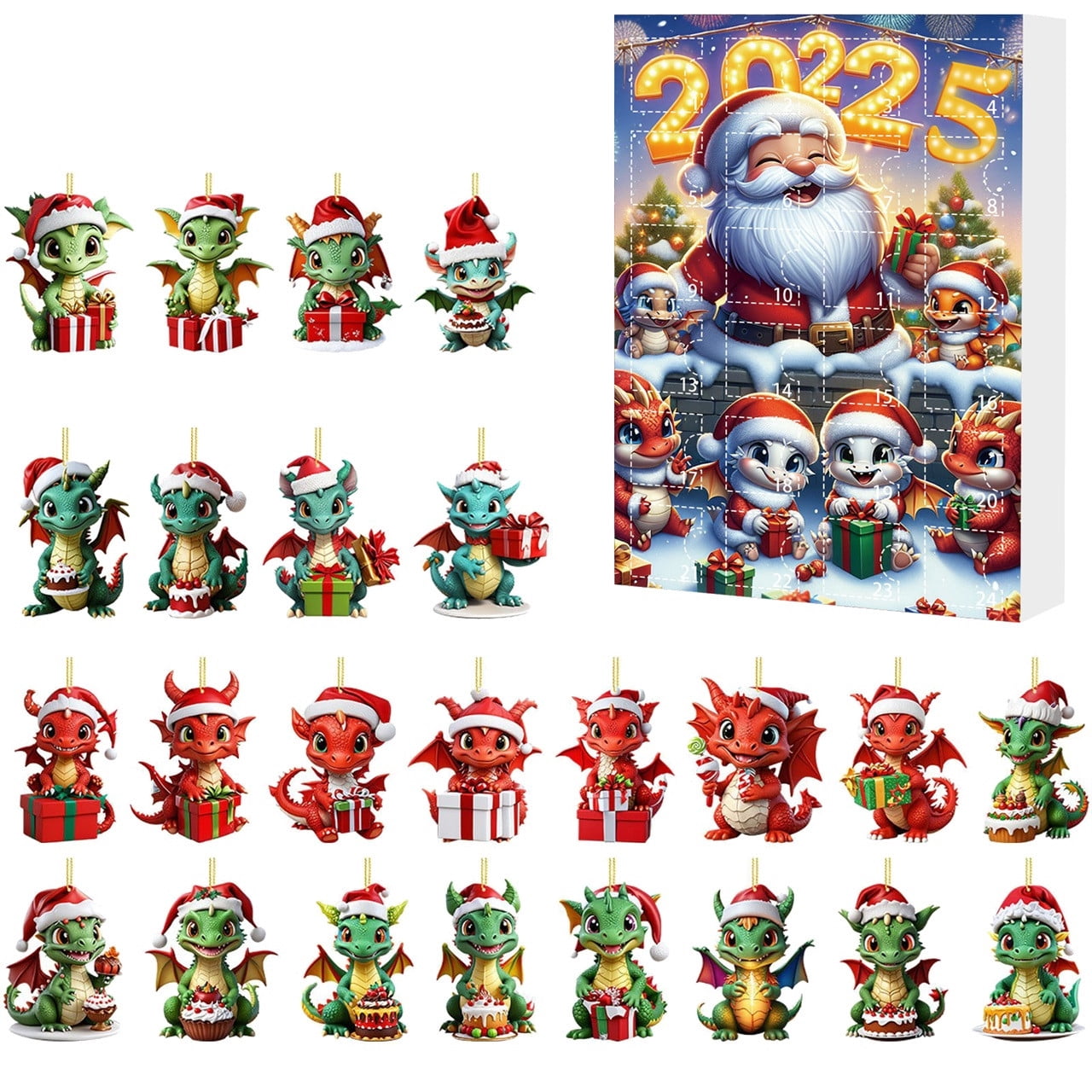Zawou 2025 Dragon Acrylic Advent Calendar with 24 Ornaments ...