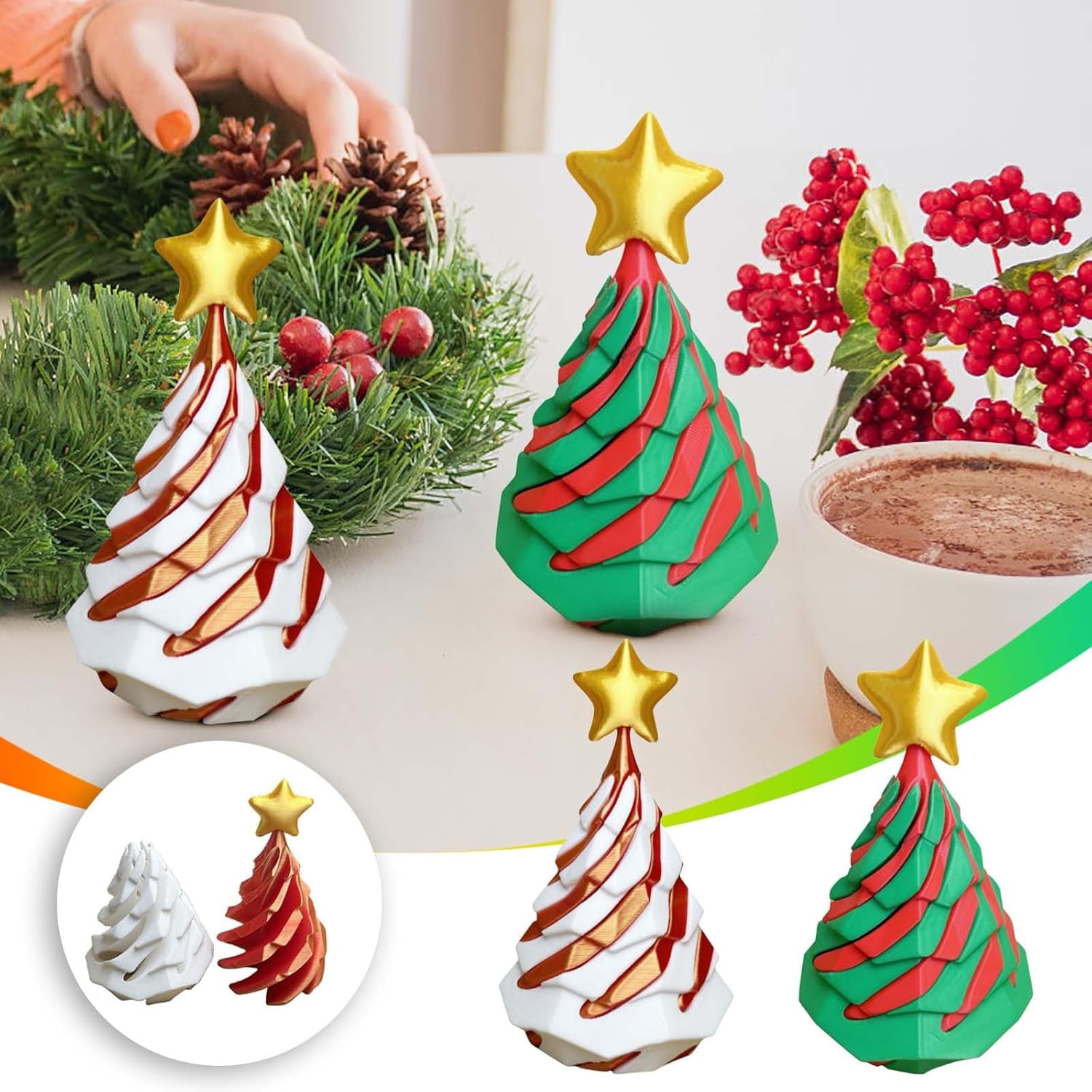 Zawou 2025Clearance 3D Printed Spiral Cone Christmas Tree, Impossible ...