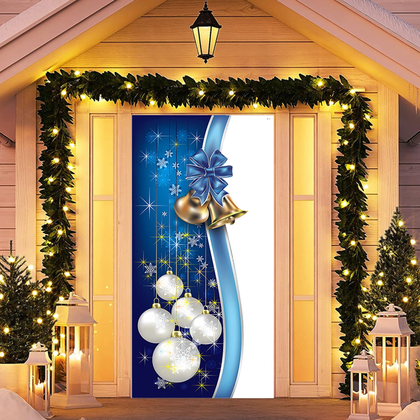 Zawou Blue Elastic Holiday Cloth Door Sticker for Christmas Parties ...