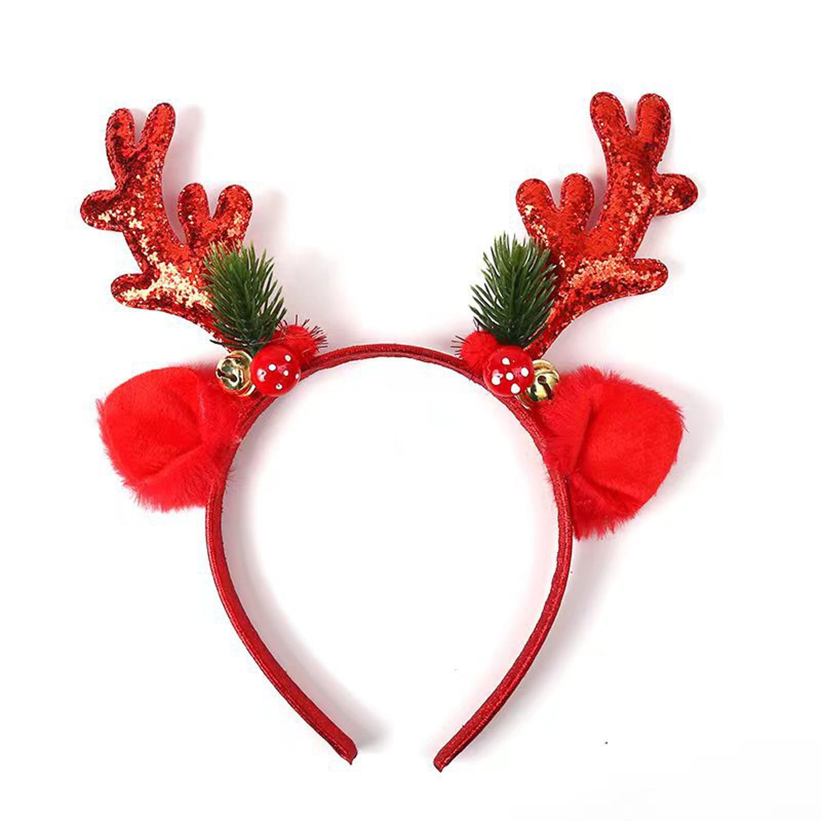 Zawou Gold Christmas Headband with Reindeer Antlers, Festive Party Hair ...