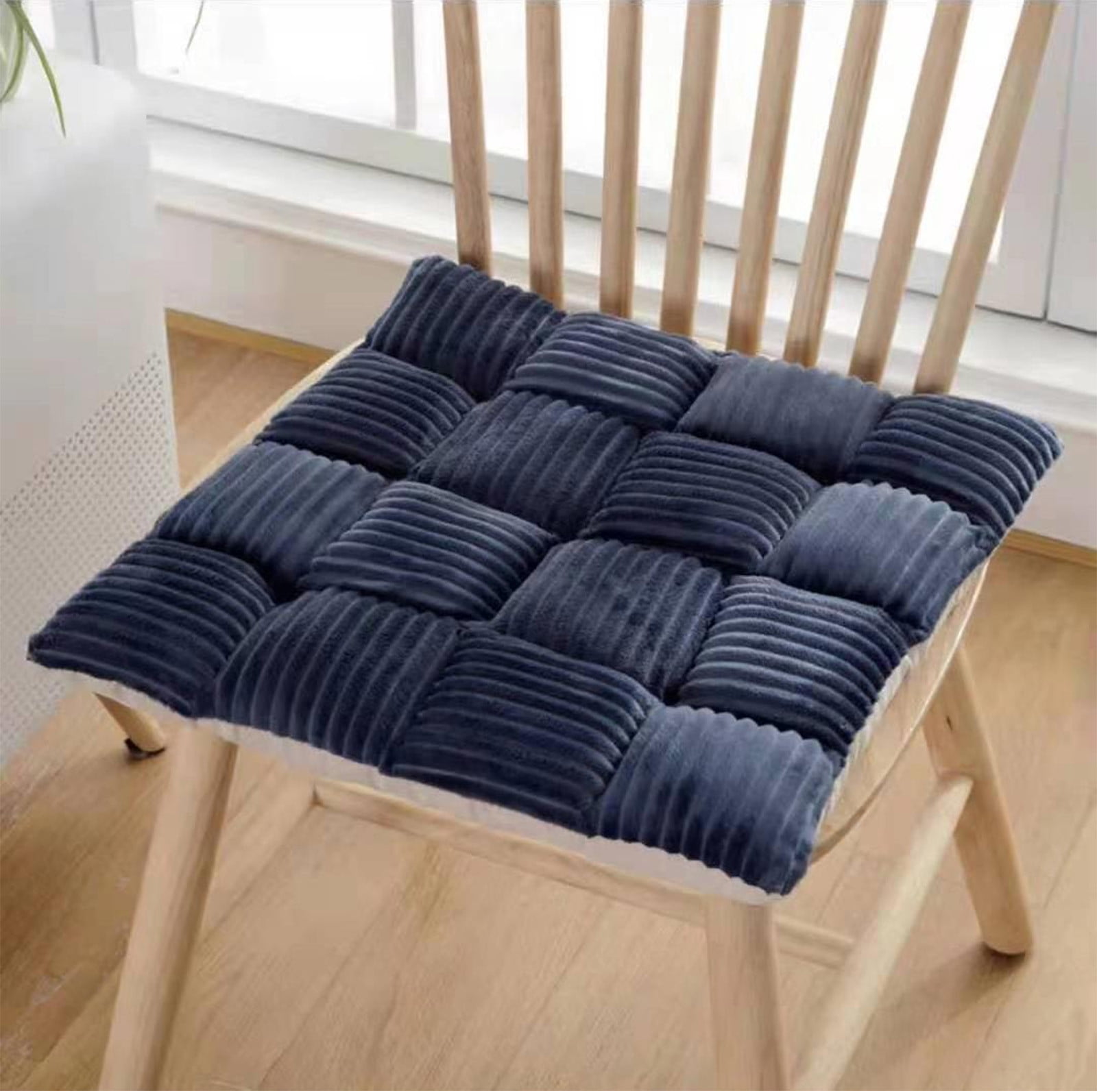 Zawou Plush Winter Chair Cushion with Thick Insulation, Beige Tufted ...