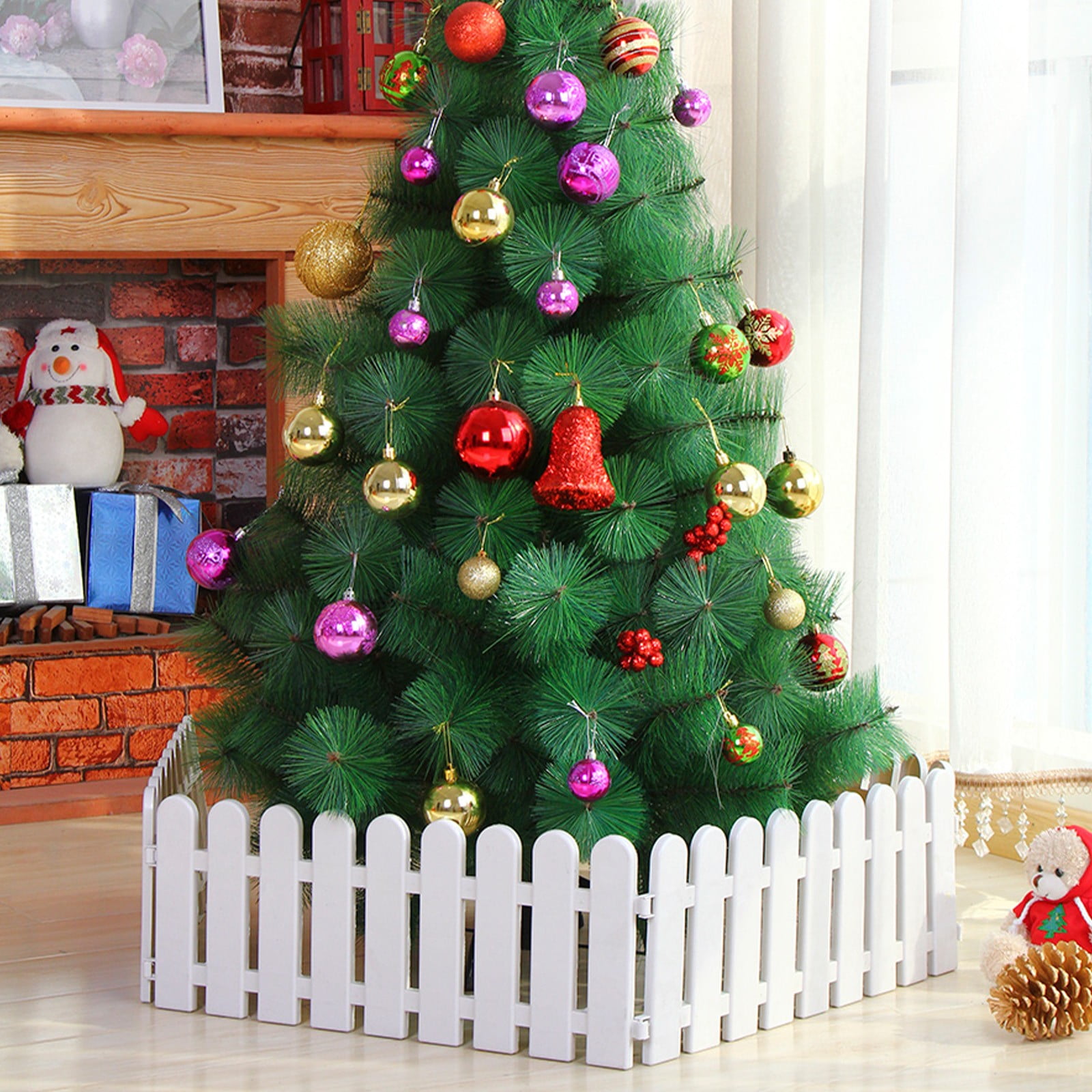 Zawou White Plastic Christmas Tree Base Fence, Decorative Scene ...