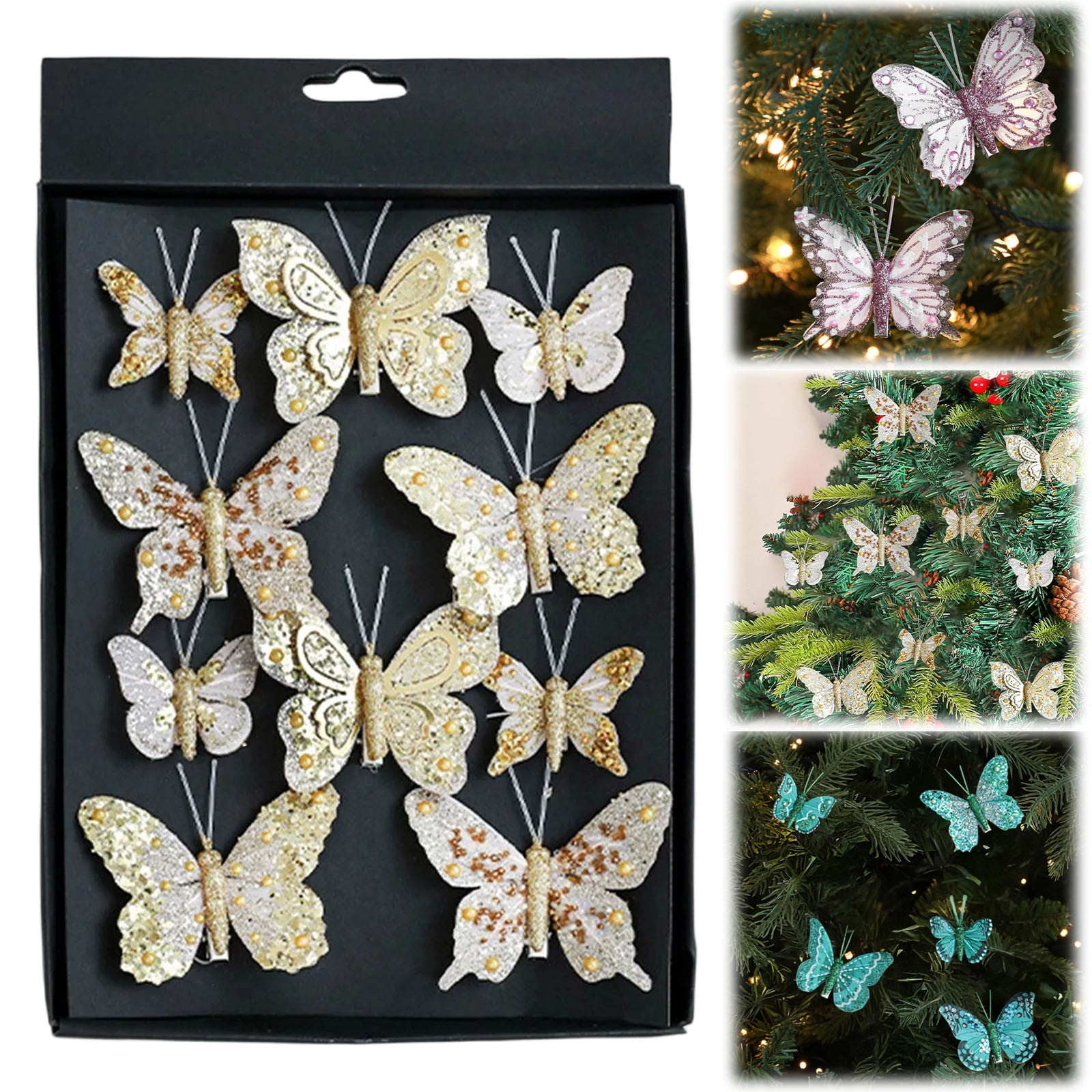 Zaxius 10 Pcs Christmas Tree Butterfly Decorations Butterfly Christmas ...