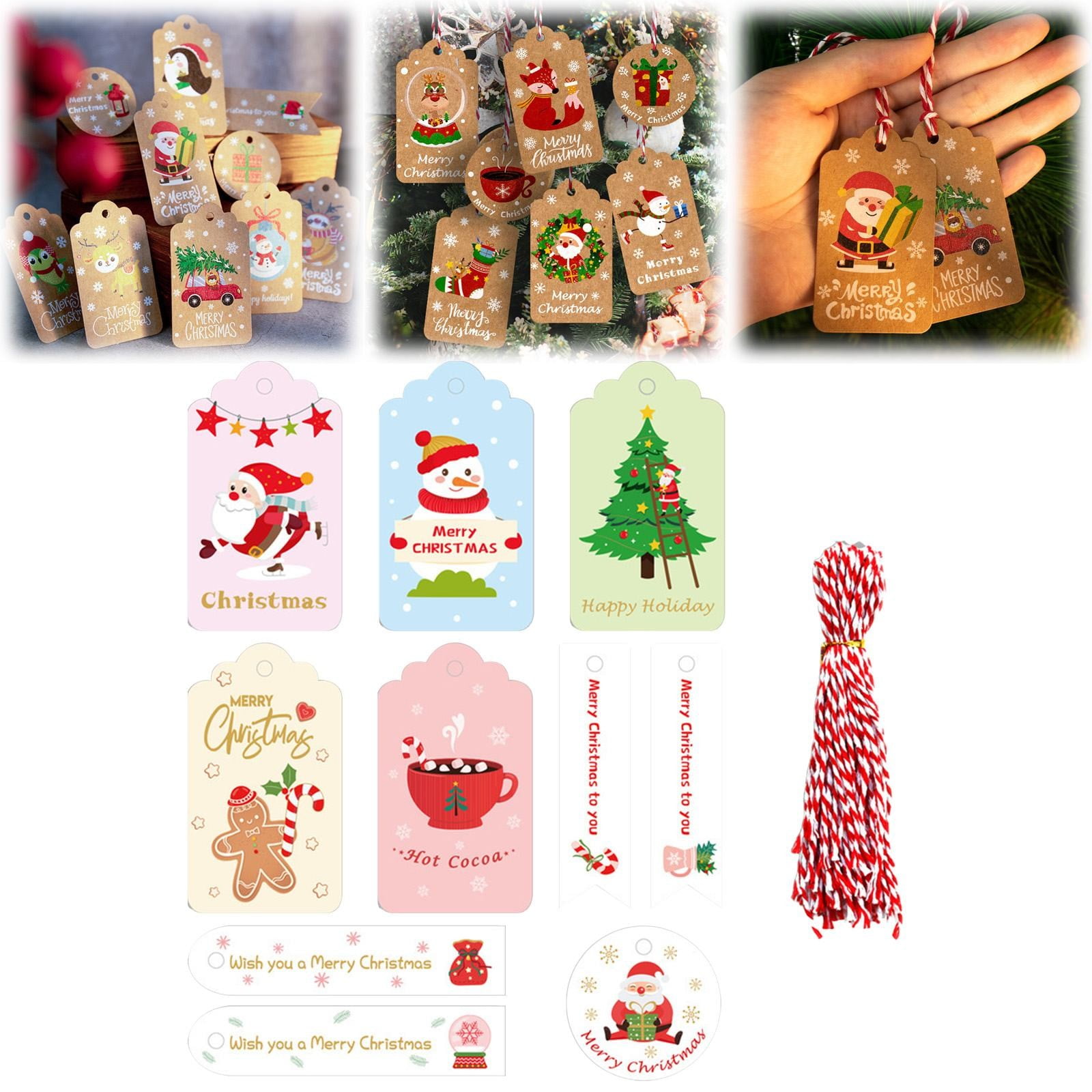 Zaxius 50PCS Paper Christmas Tags Christmas Gift Labels Xmas Brown Tags ...