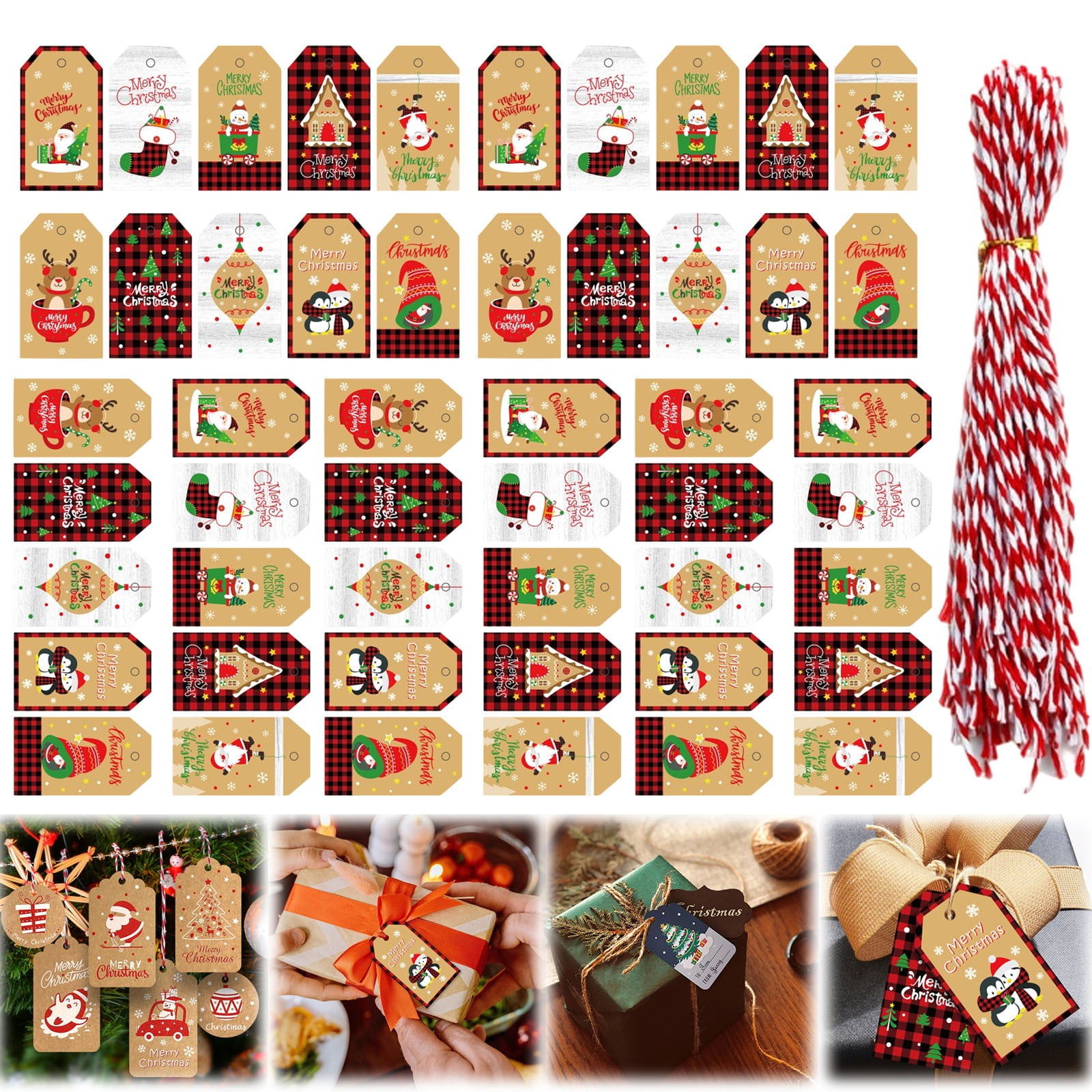 Zaxius 50PCS Paper Christmas Tags Christmas Tags Christmas LabelsGift ...