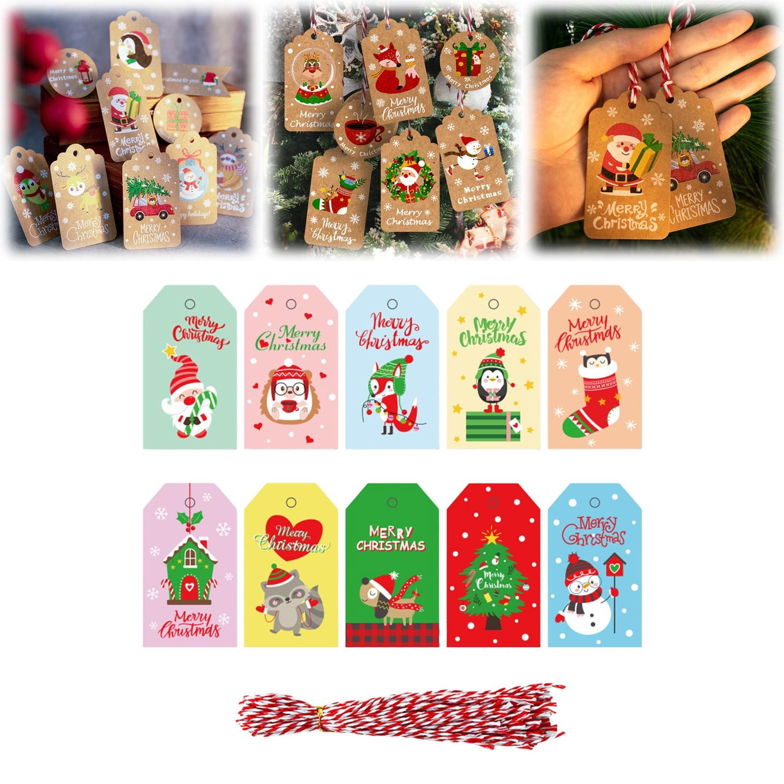 Zaxius 50pcs Christmas Gift Tags Stickers Christmas Name Tags Christmas ...