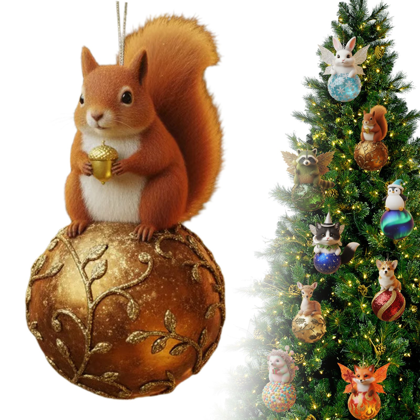 Zaxius Animal Shaped Spherical Decorations Forest Animal Christmas ...