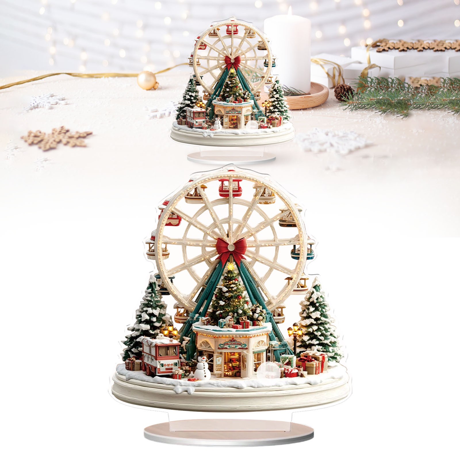 Zaxius Christmas Tree Color Wheel Christmas Village Ferris Wheel ...