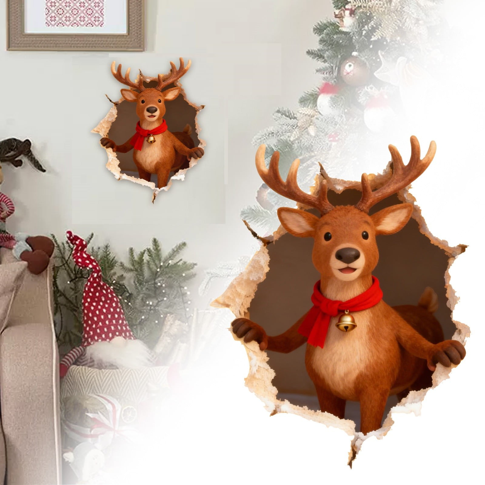 Zaxius Christmas Wallpaper Peel And Stick Christmas Tree Wall Sticker ...