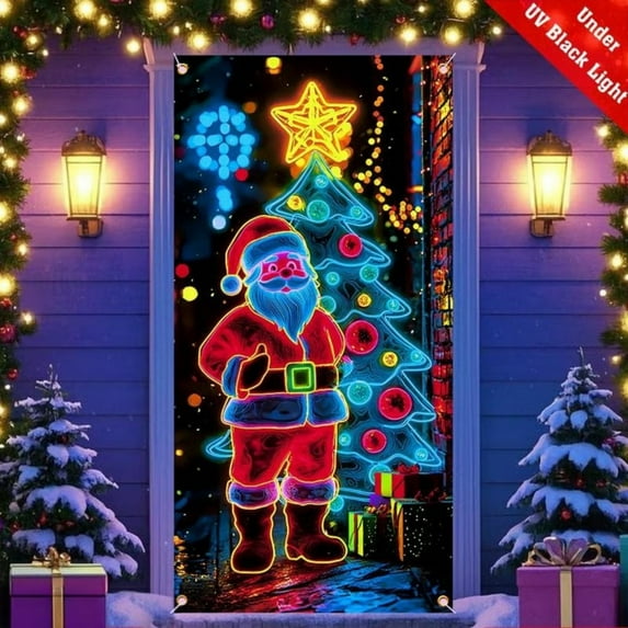 Zaxius Front Door Christmas Cover Fluorescent Christmas Door Cover Door ...