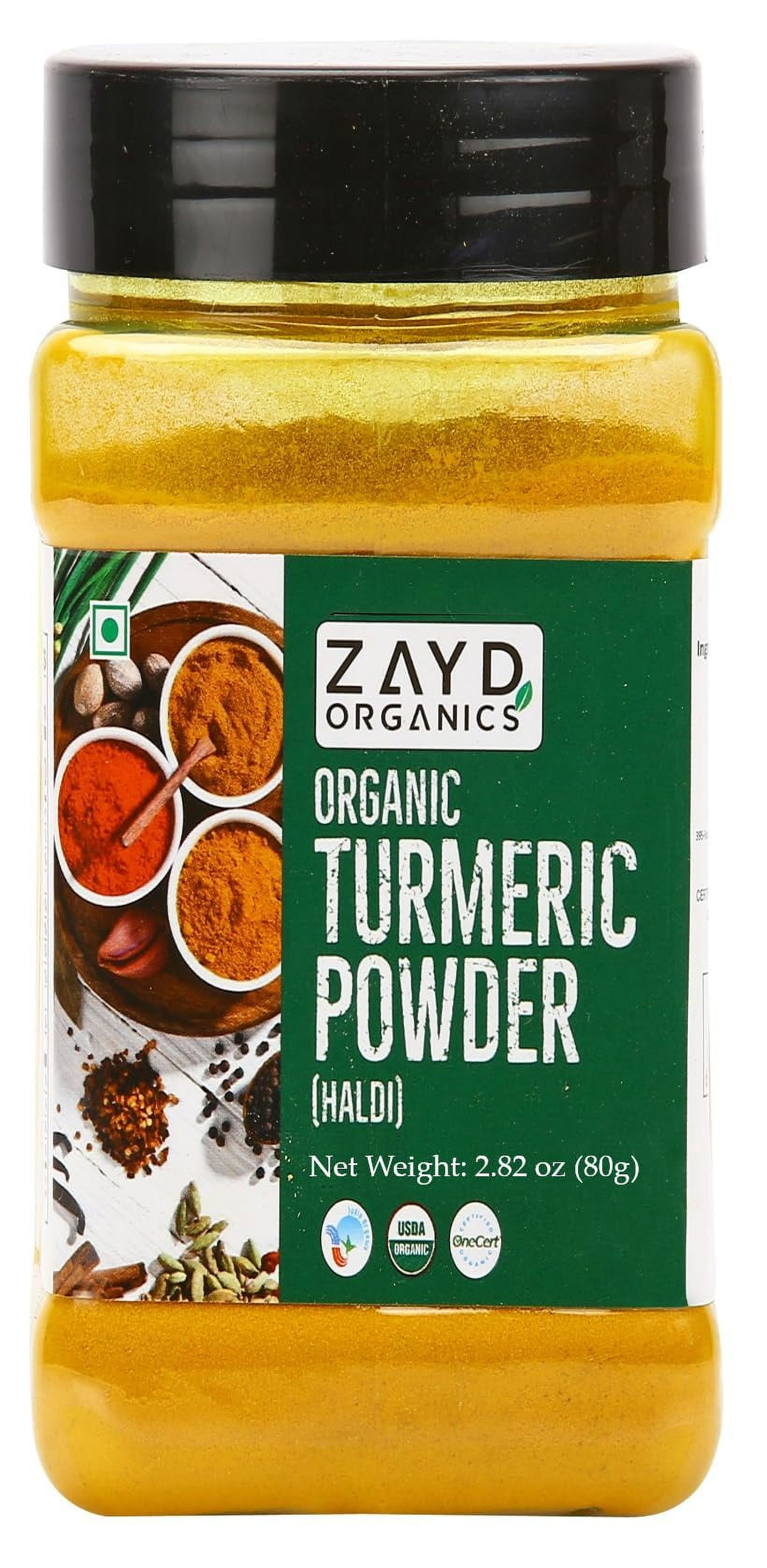 Zayd Organic Turmeric Powder, CM31 100% Raw Haldi, 2.8oz (80g) w/shaker ...
