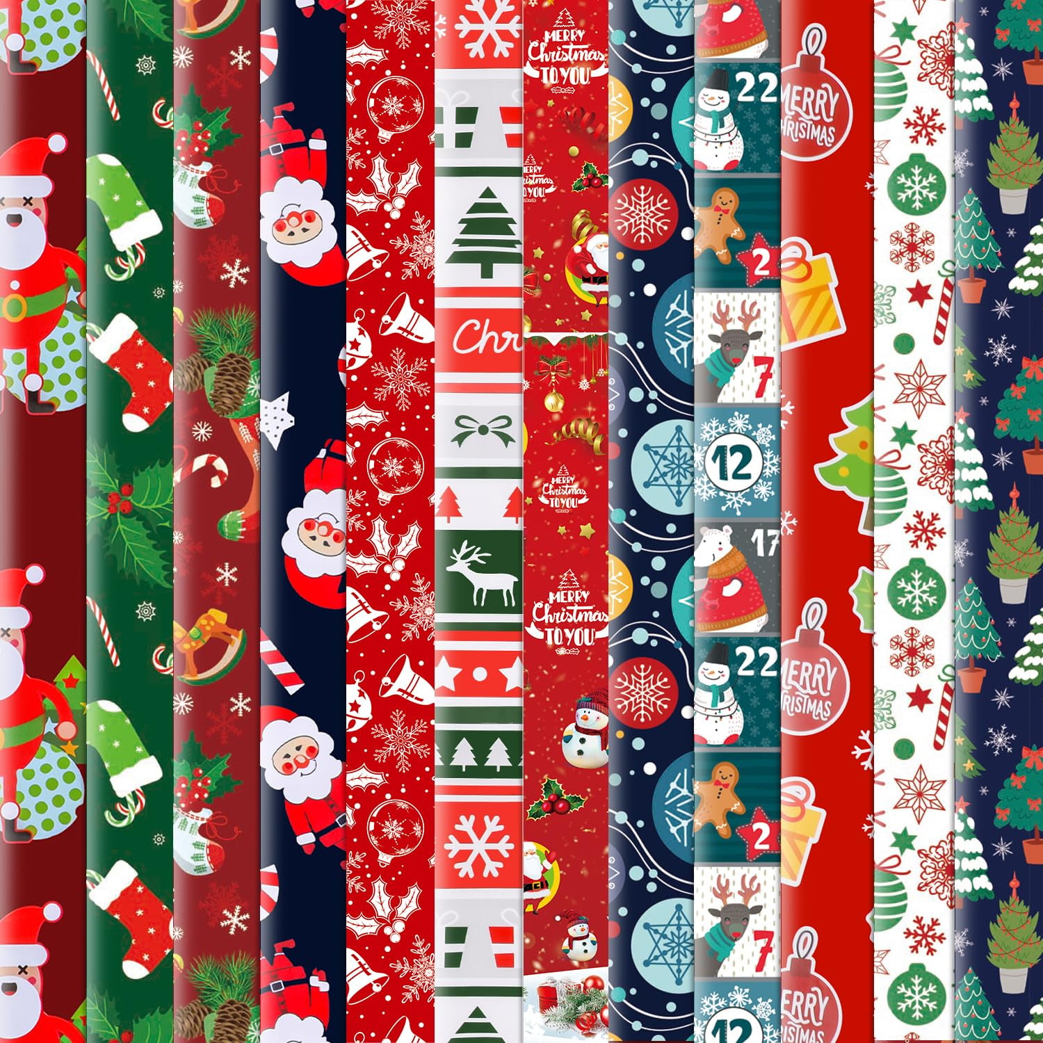 Zayvor 12 Large Sheets Christmas Wrapping Paper,Assorted Folded Holiday ...