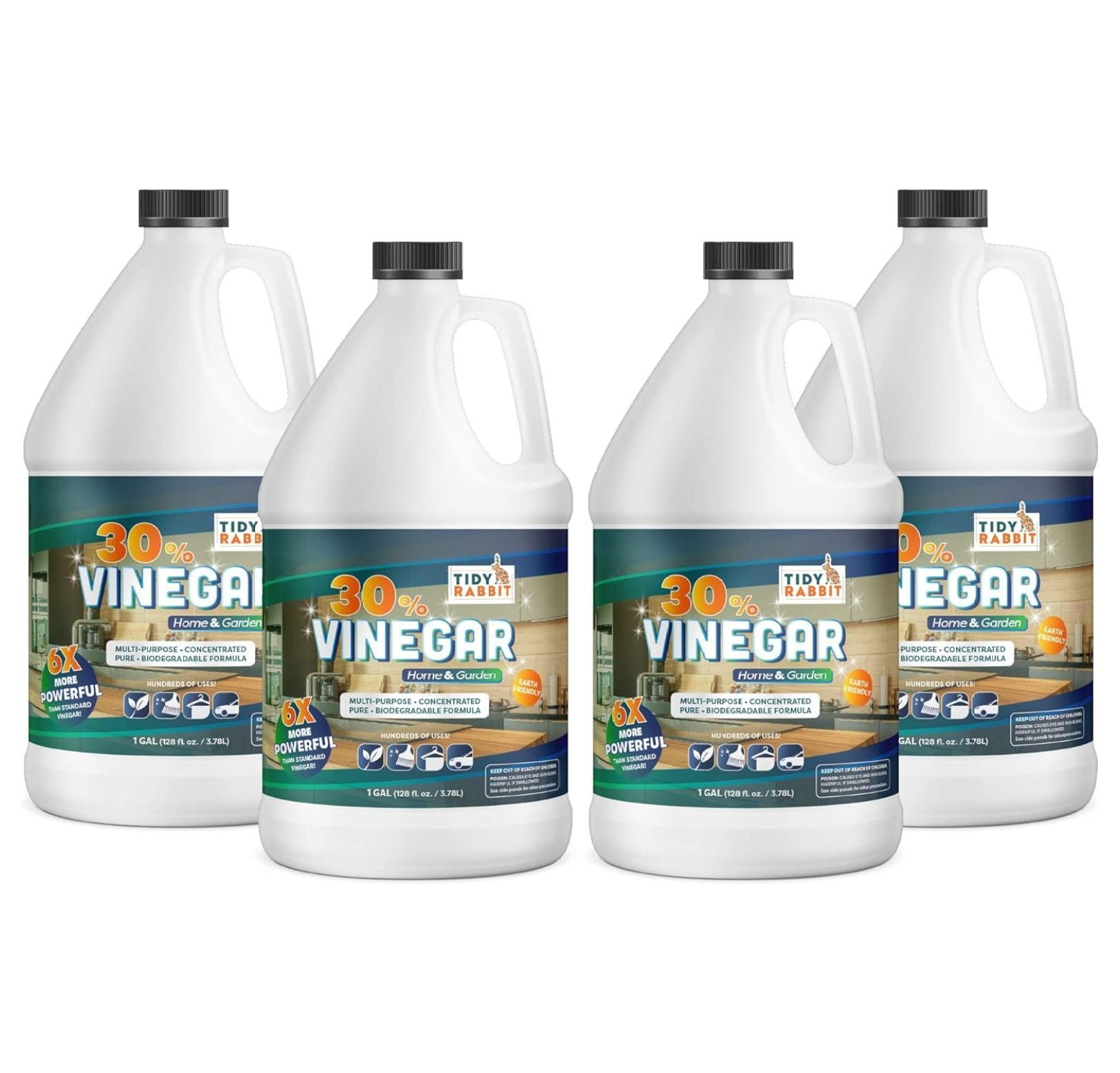 Zazesaby Concentrated 30% Vinegar for Daily & Deep Cleaning, Gardening, and More(4 Pack of 1 ...