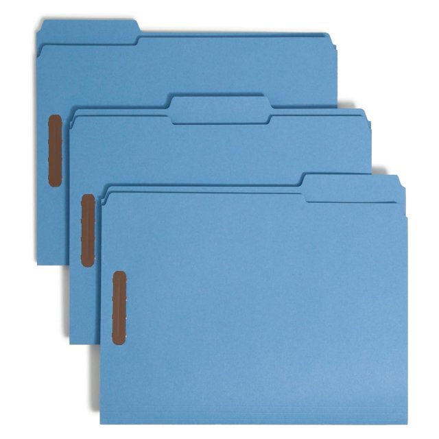 Zazesaby Fastener File Folders, 50 Count, Blue, Reinforced 1/3-Cut Tabs ...