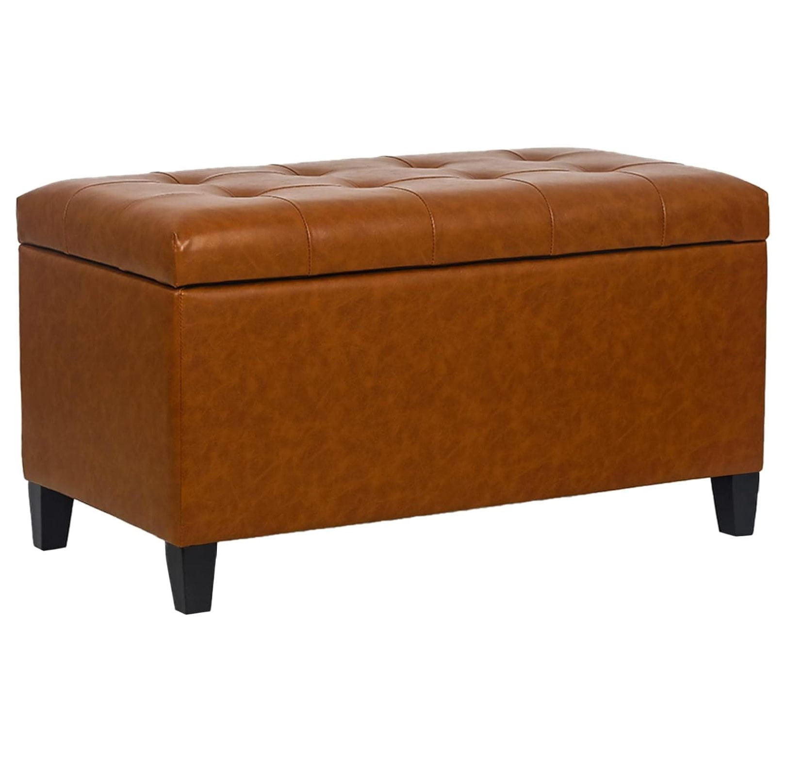 Zazesaby Faux Leather Tufted Upholstered Storage Ottoman Bench with ...