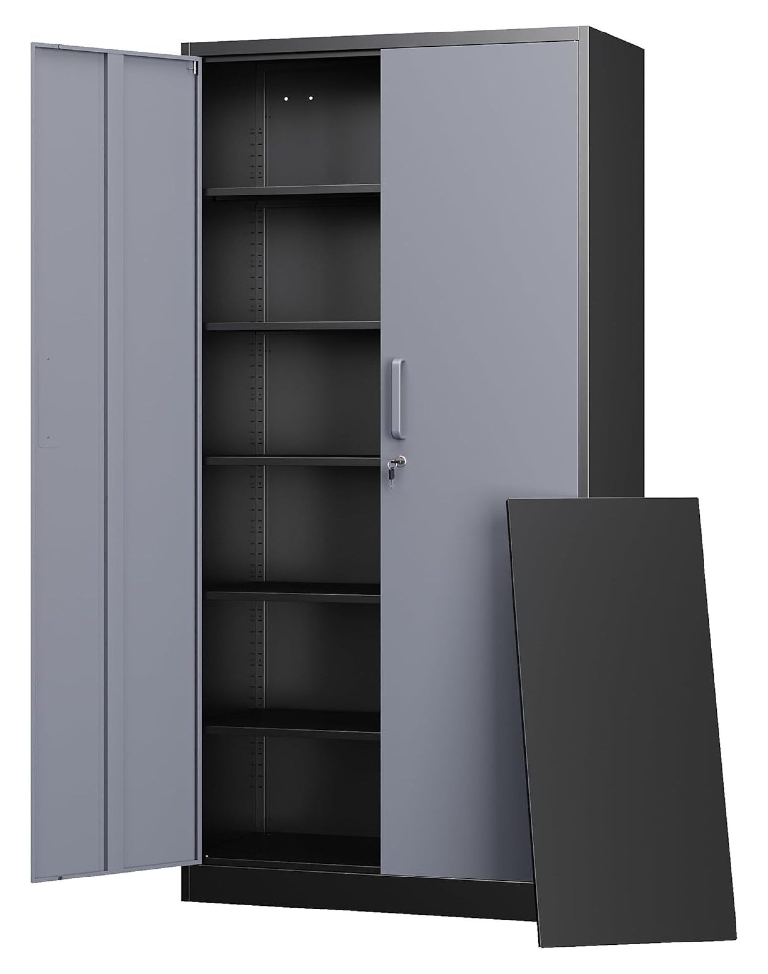 Zazesaby Metal Storage Cabinets with Lock Door and 5 Adjustable Shelves ...