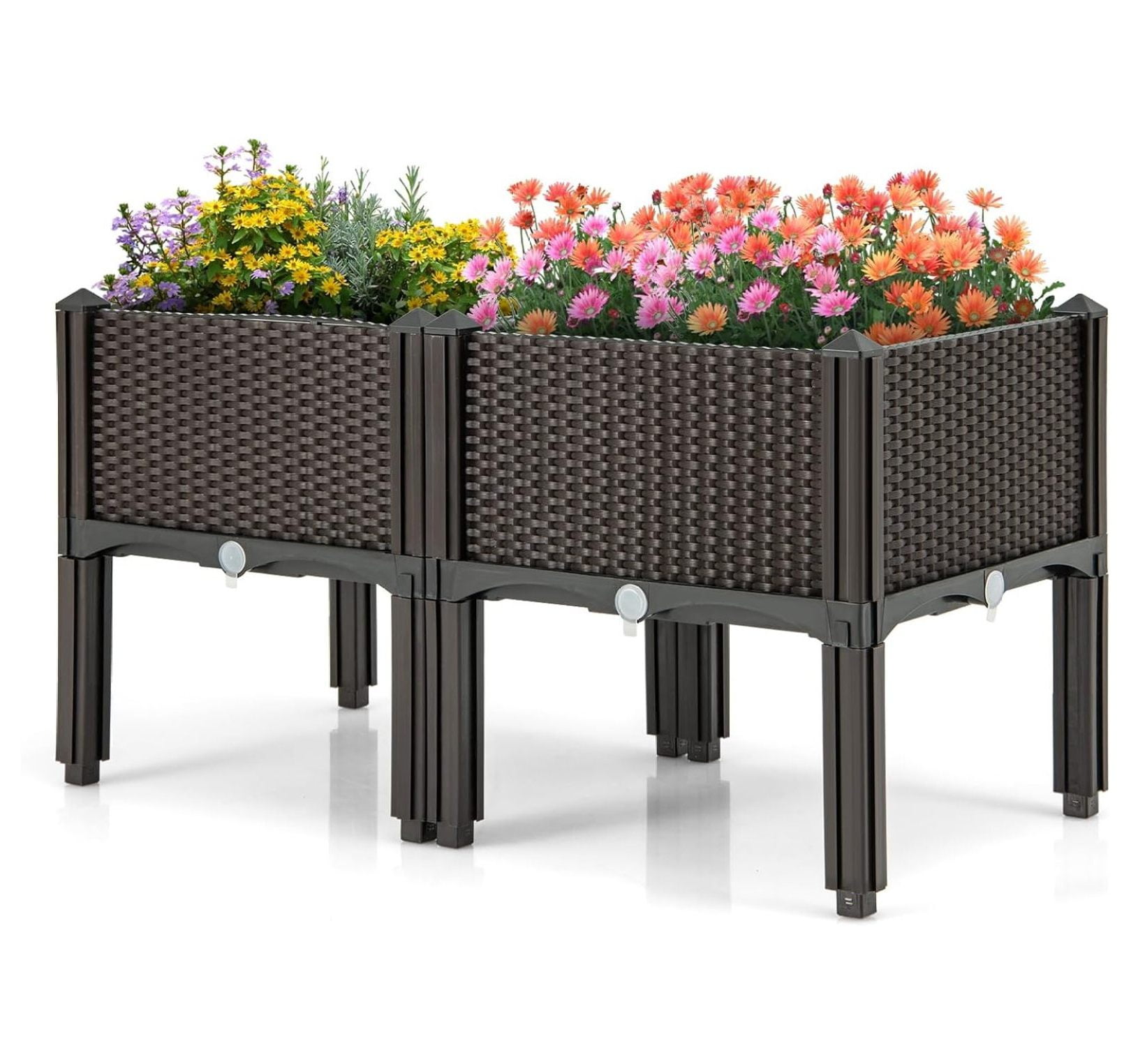 Zazesaby Outdoor Raised Garden Bed, 2 Raised Planter Box with Removable ...