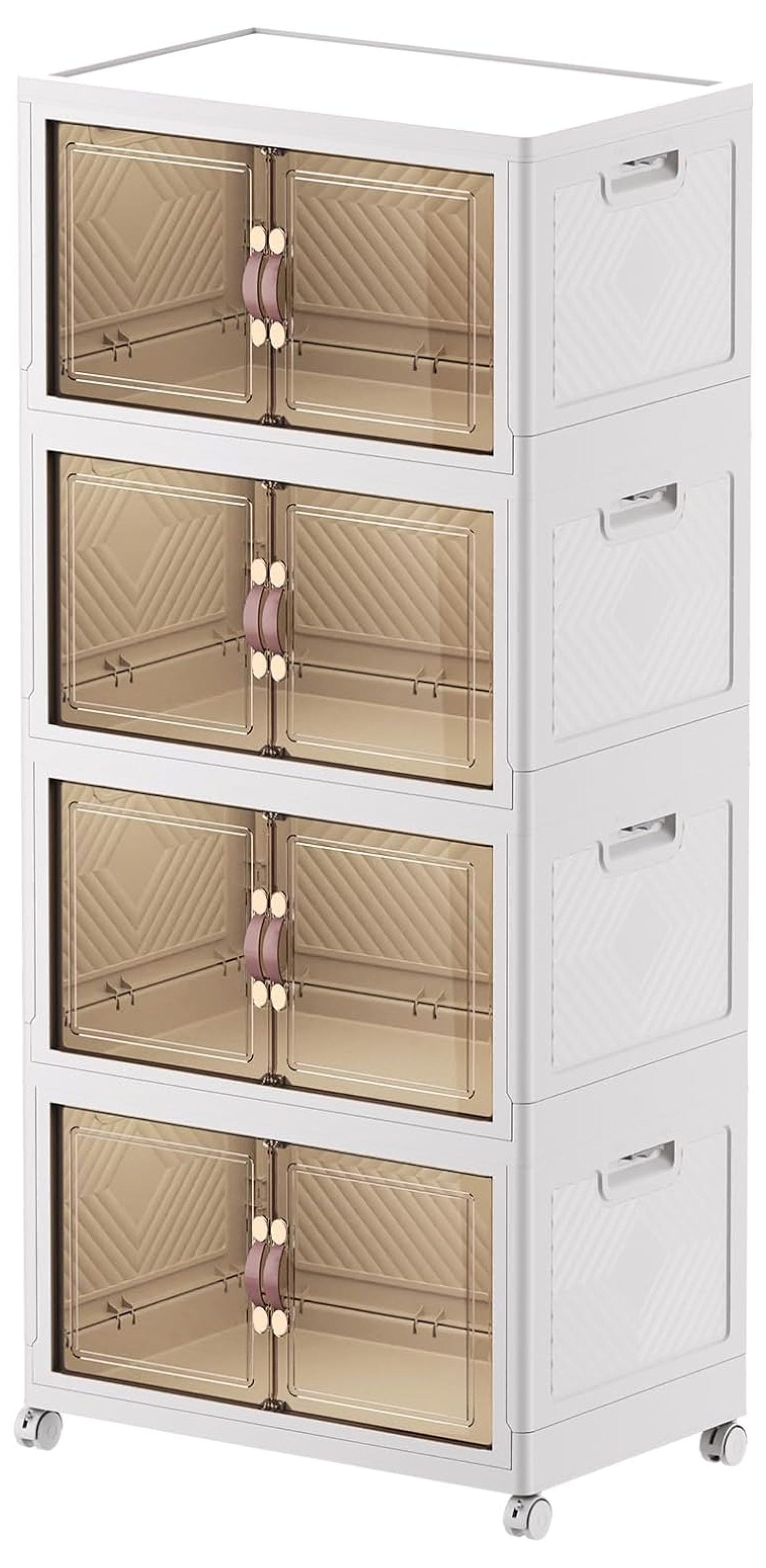 Zazesaby Stackable Storage Bins With Lids and Double Doors 4 Pack ...