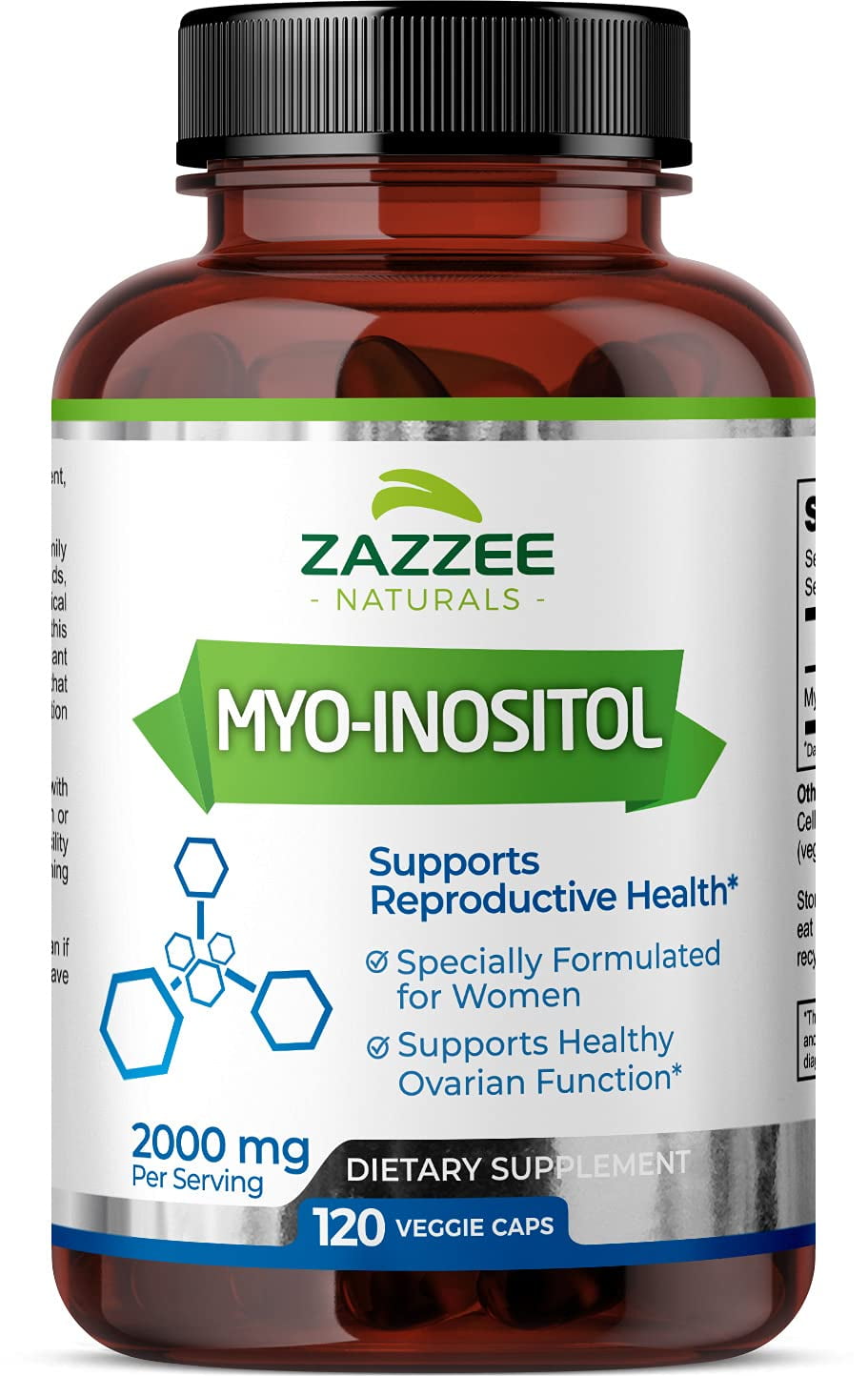 Zazzee Myo-Inositol Capsules, 2000 Mg Per Serving, 120, 06/14/2023