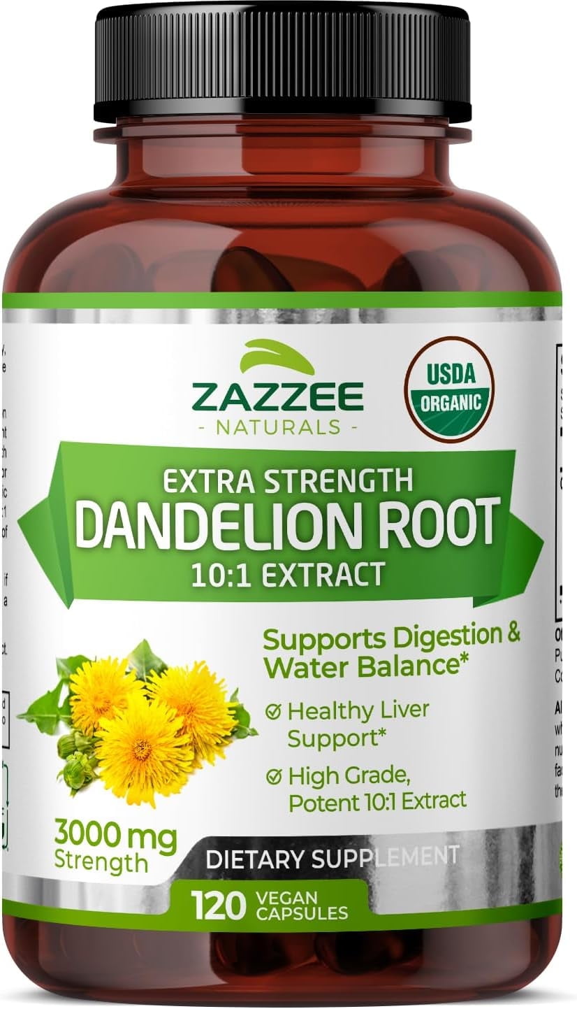 Zazzee Naturals Extra Strength Organic Dandelion Root 10:1 Extract 3000 ...