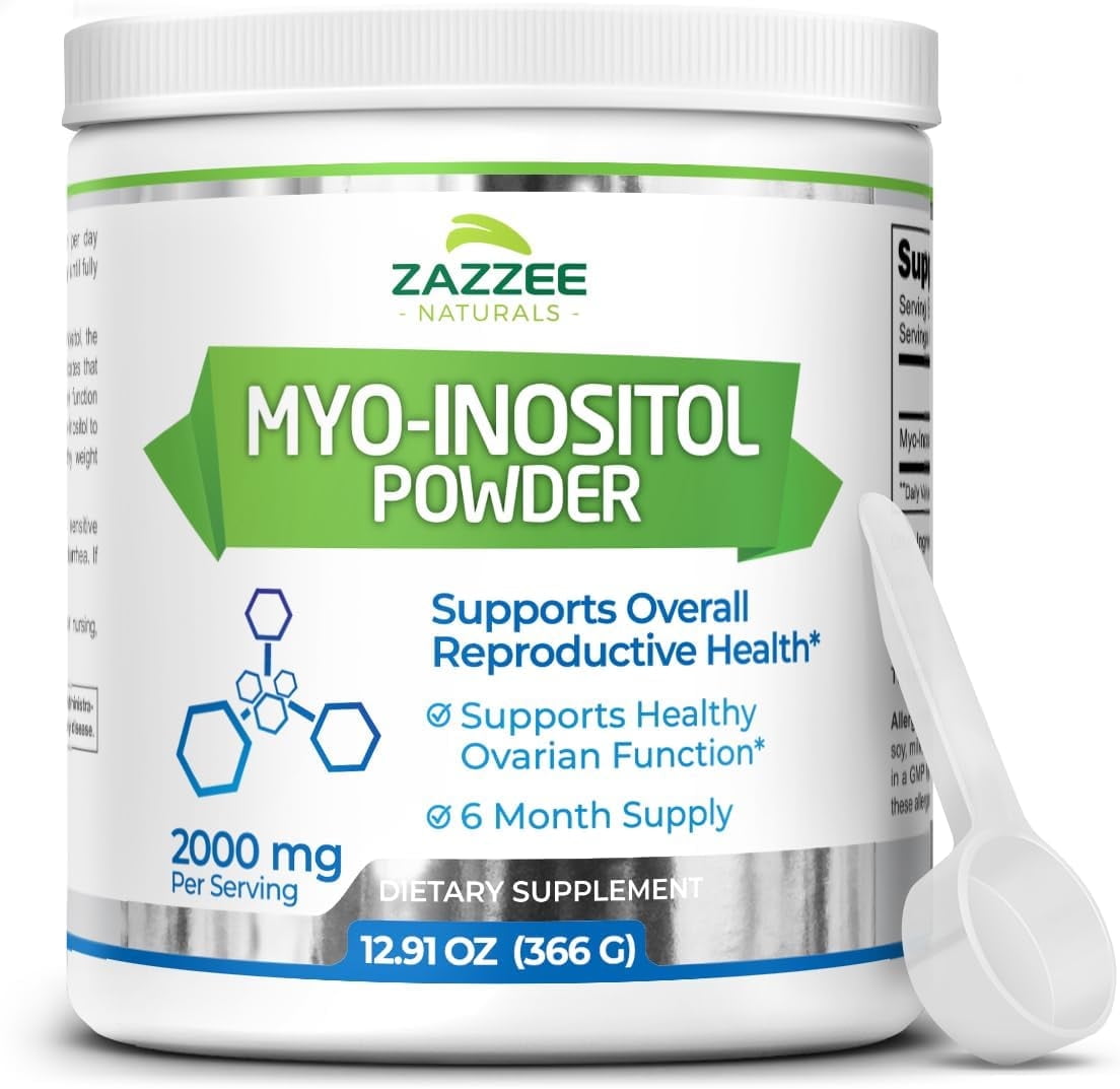 Zazzee Naturals Myo Inositol Supplement 2000 mg Pure Vegan Inositol Powder with Scoop, 12.91 oz ...