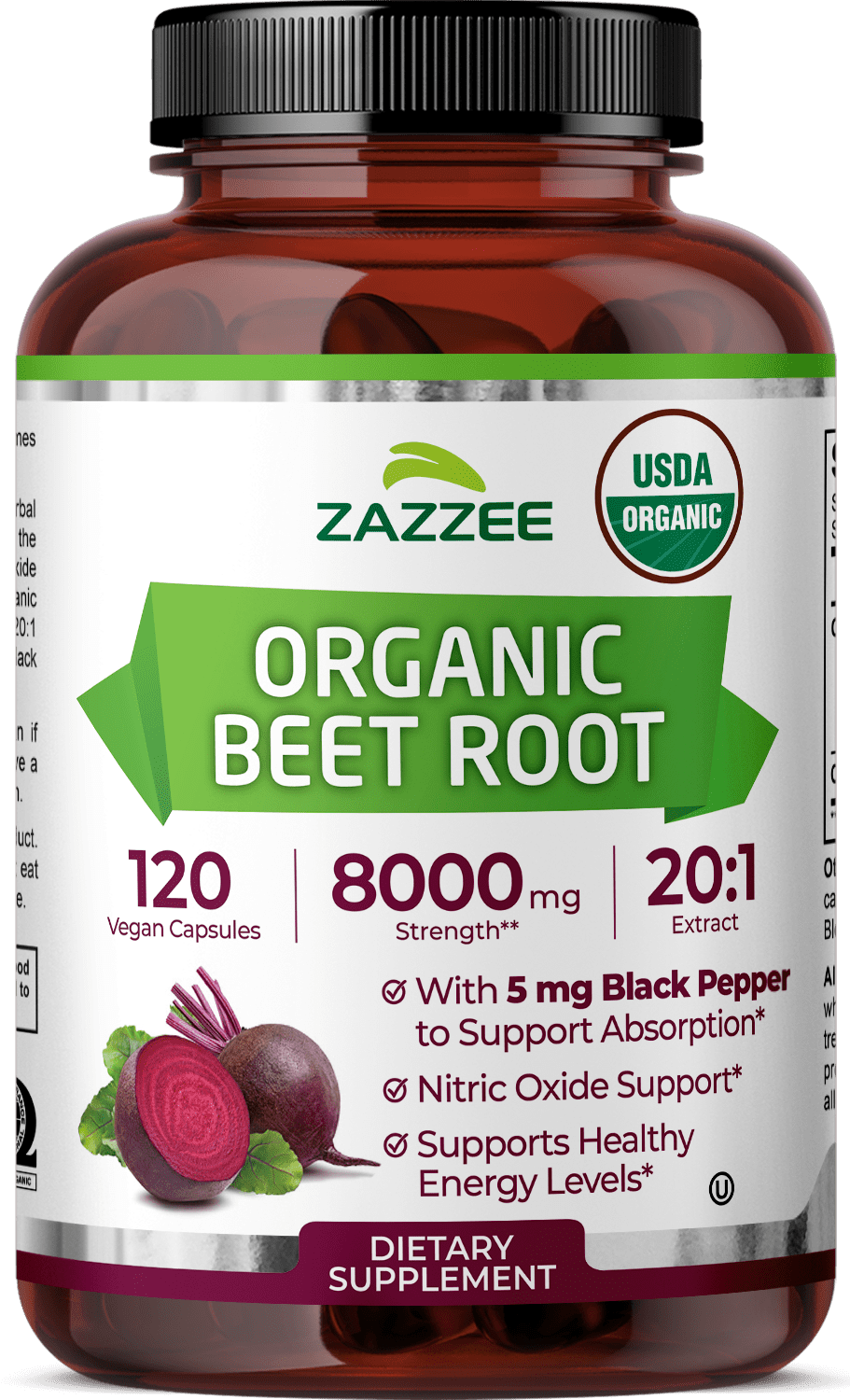 Zazzee Naturals Organic Beet Root Capsules 8000 mg Strength 20:1 ...
