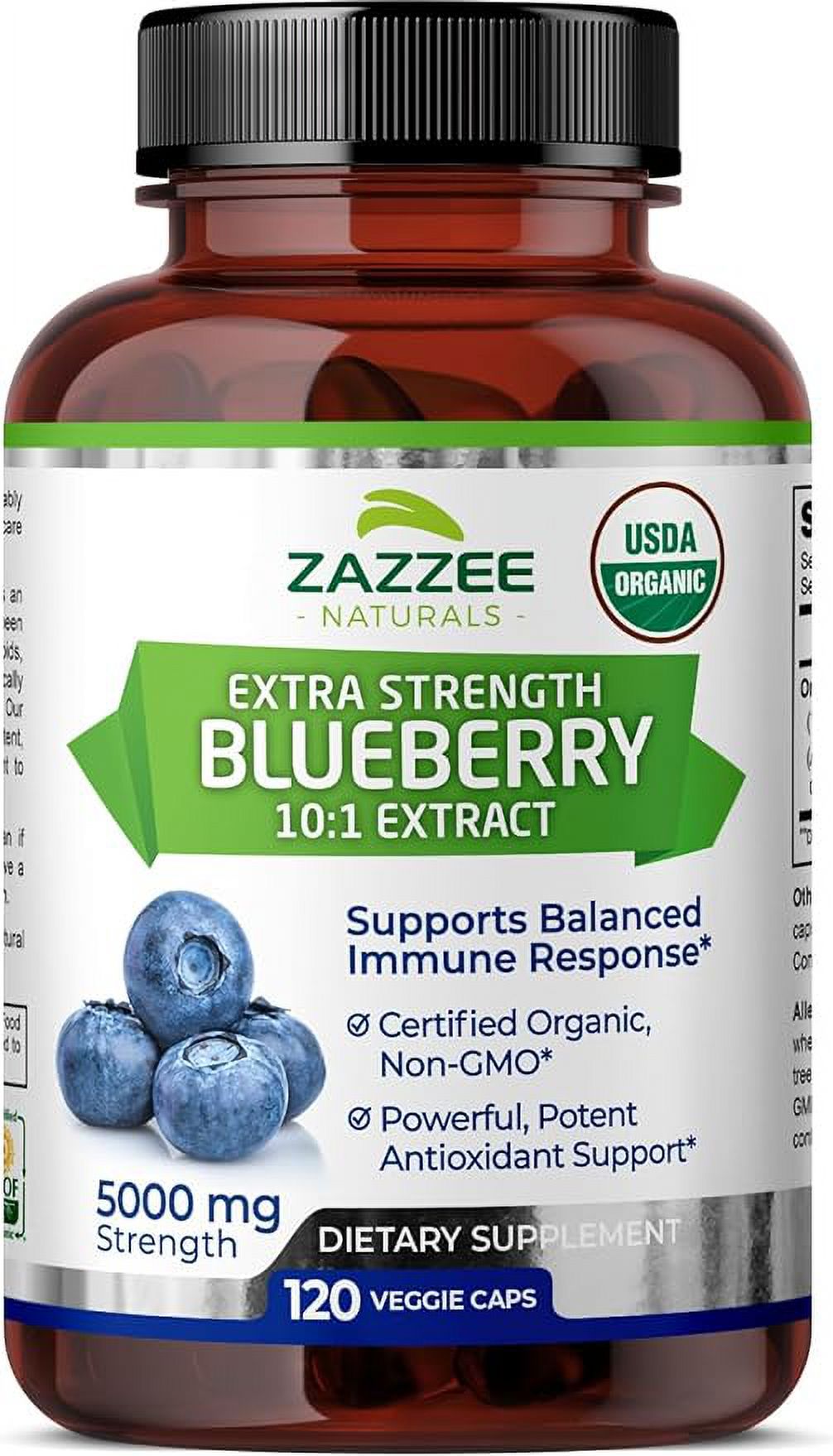 Zazzee USDA Organic Blueberry 10:1 Extract, 5000 mg Strength, 4 Month ...