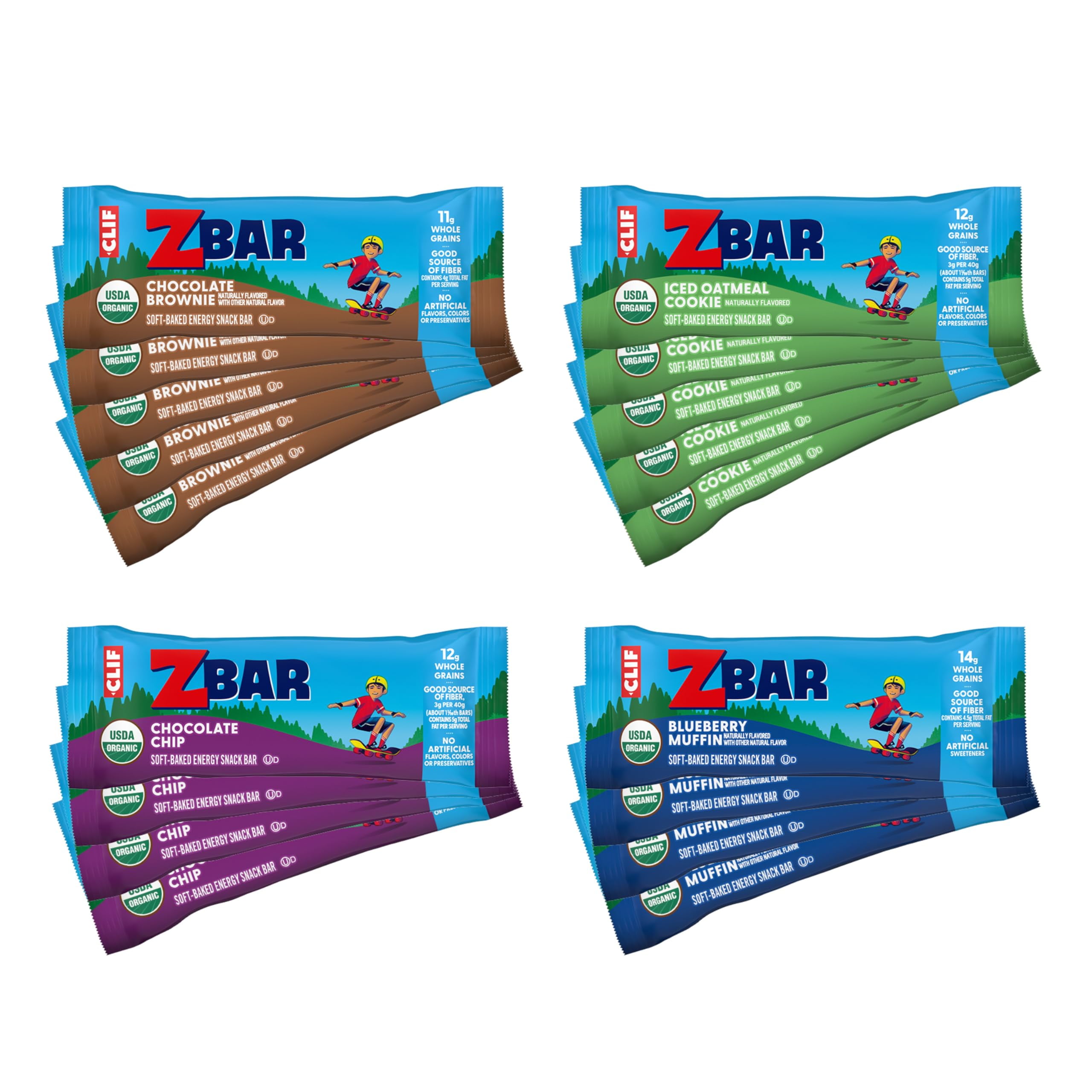 Zbar - Variety Pack - 4 AIS1 Flavors - Soft Baked Snack Bars - Non-GMO - 10-14g Whole Grains ...