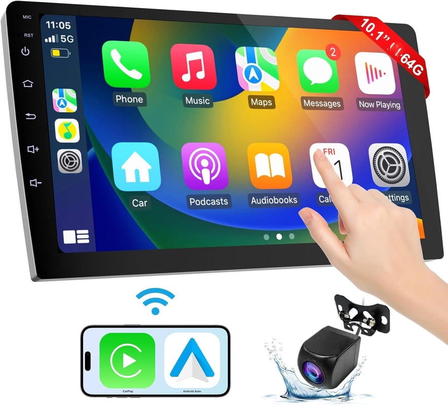 Zcargel 10.1" Android 13 Double Din Car Stereo GPS Navigation, Wireless CarPlay Android Auto ...