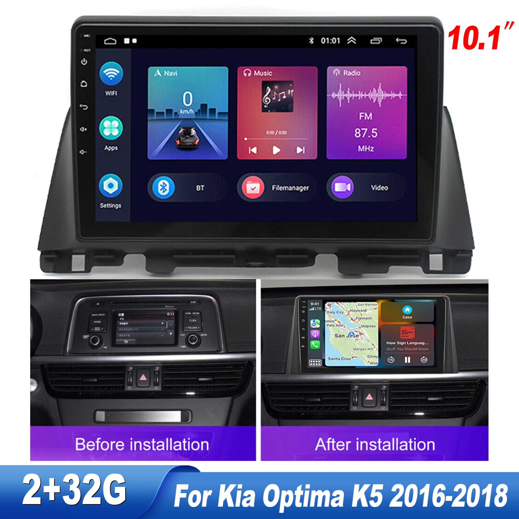 Zcargel 10 Touch Screen Car Radio Stereo For Kia Optima K5 2016-2018 ...