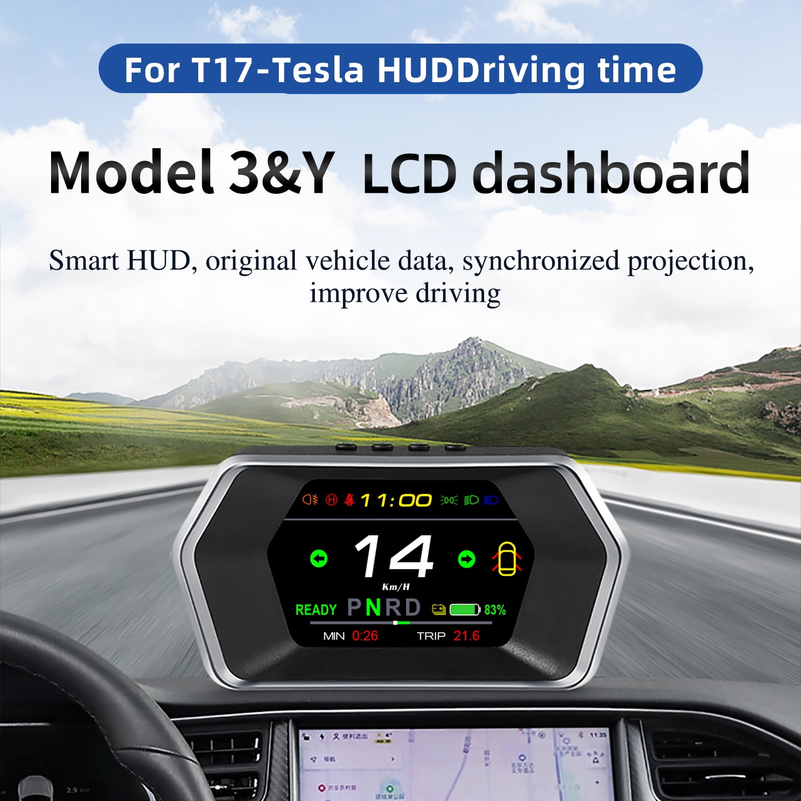 Zcargel 3.3-Inch Automotive Dashboard for Tesla Model Y 2019-2025 Model ...