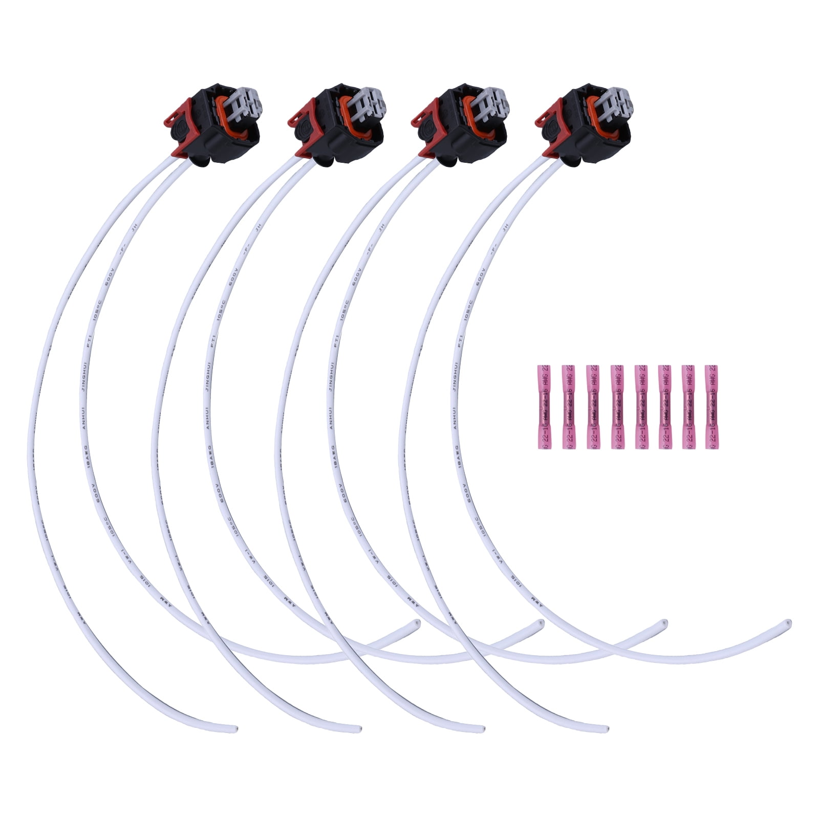 Zcargel 4PCS Fuel Injector Pigtail Harness Connectors with Heat Shrink ...