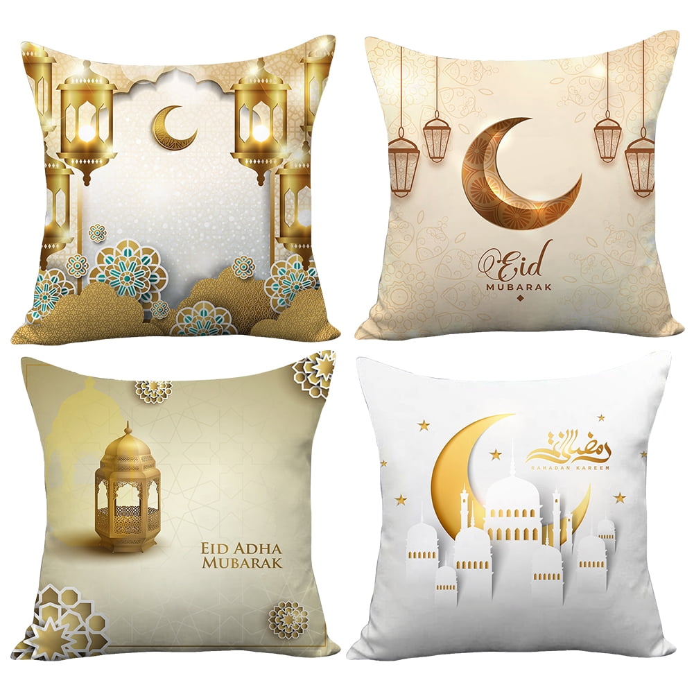 Zcargel 4pcs Eid al-Fitr Pillow Cases Peach Skin Velvet Invisible ...