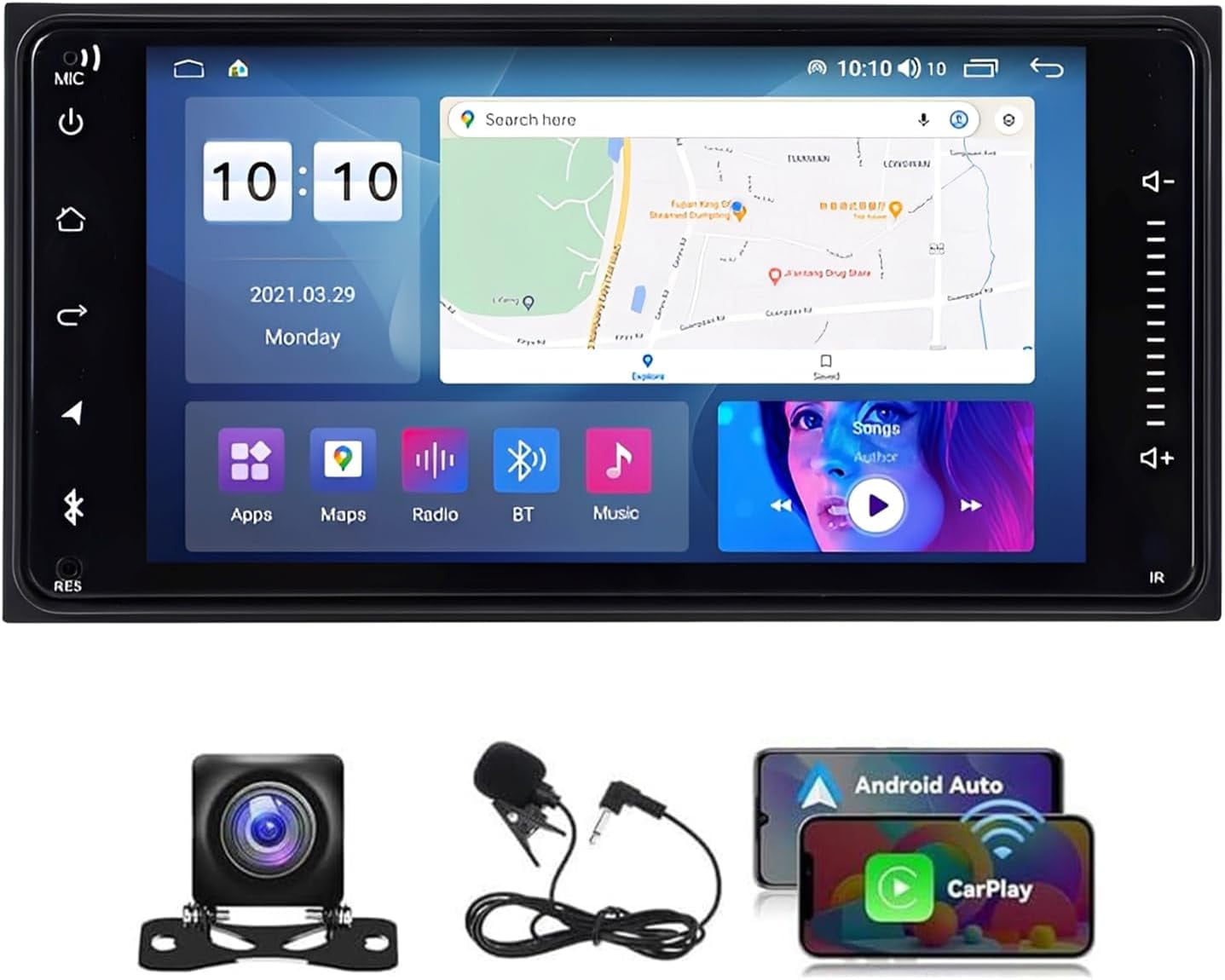 Zcargel 7" Android 13 Double Din Car Stereo 2+32GB Head Unit with AHD ...