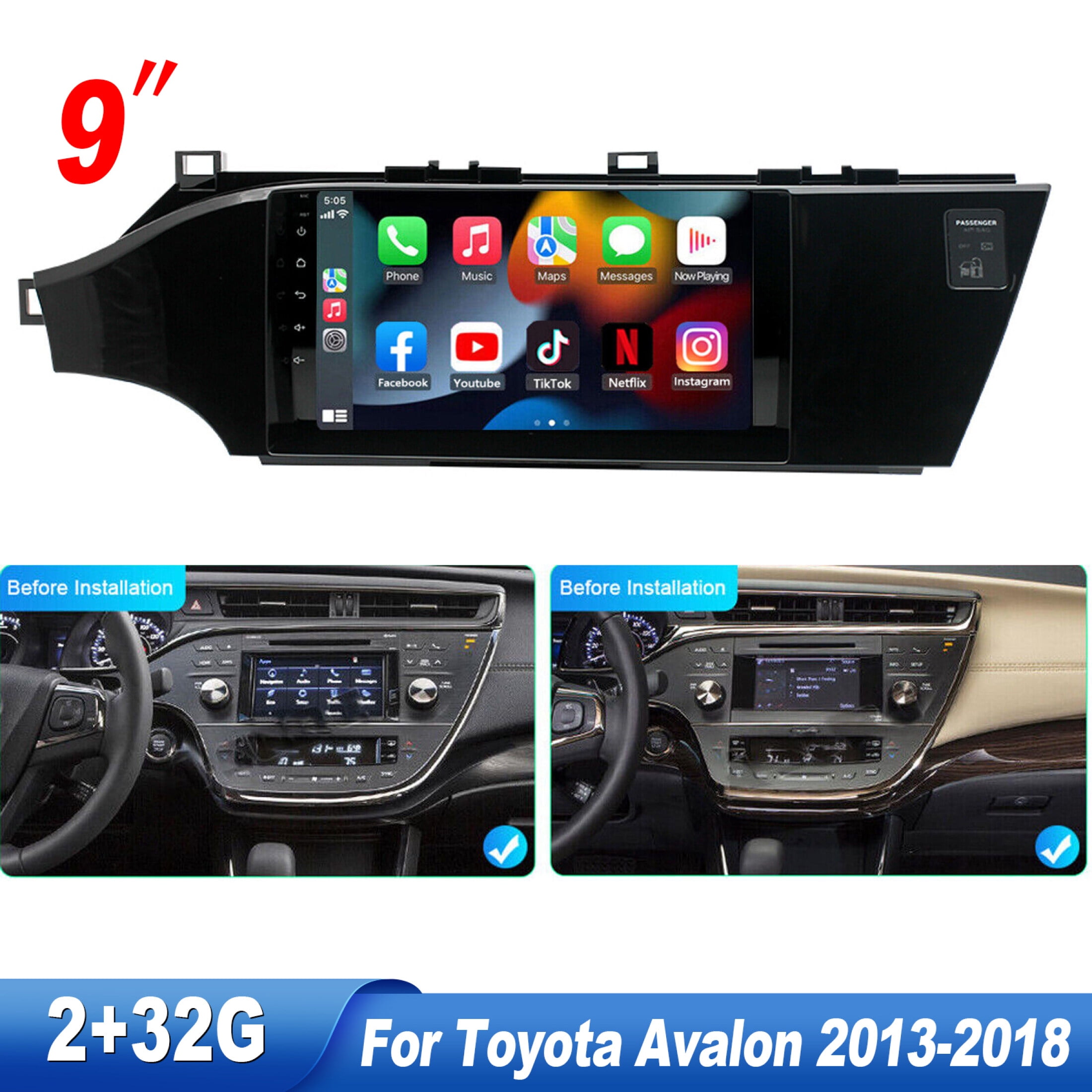 Zcargel 9” Touch Screen Car Stereo Radio For Toyota Avalon 2013-2018 ...
