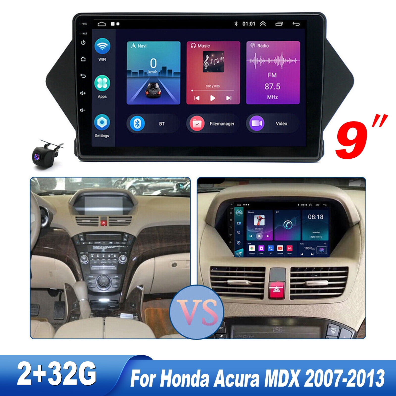 Zcargel 9” Touch screen For Honda Acura MDX 2007-2013 Android 13.0 Car Stereo Radio Head unit ...