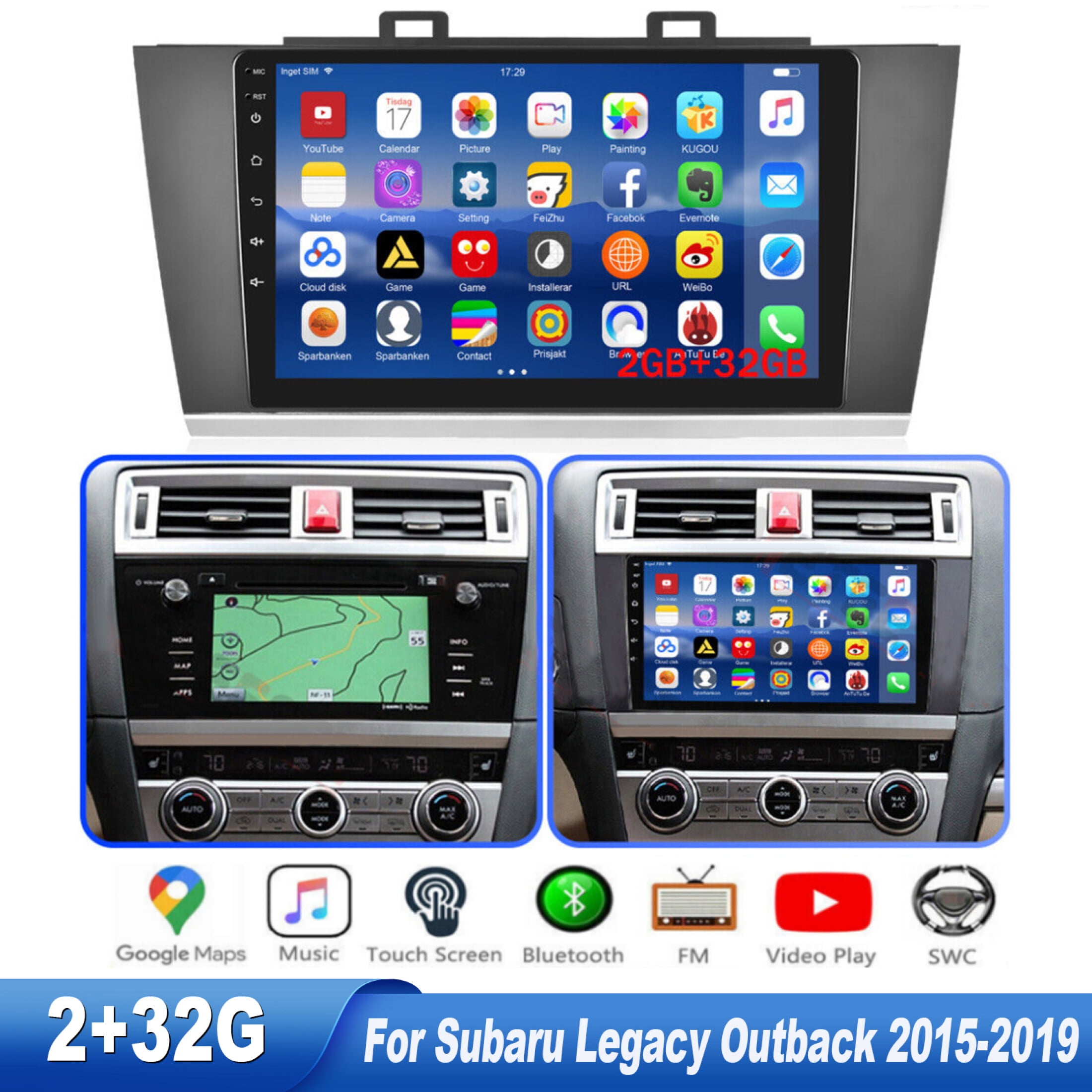 Zcargel 9 inch Car Stereo for Subaru Outback 2015-2019, Android 13 GPS ...