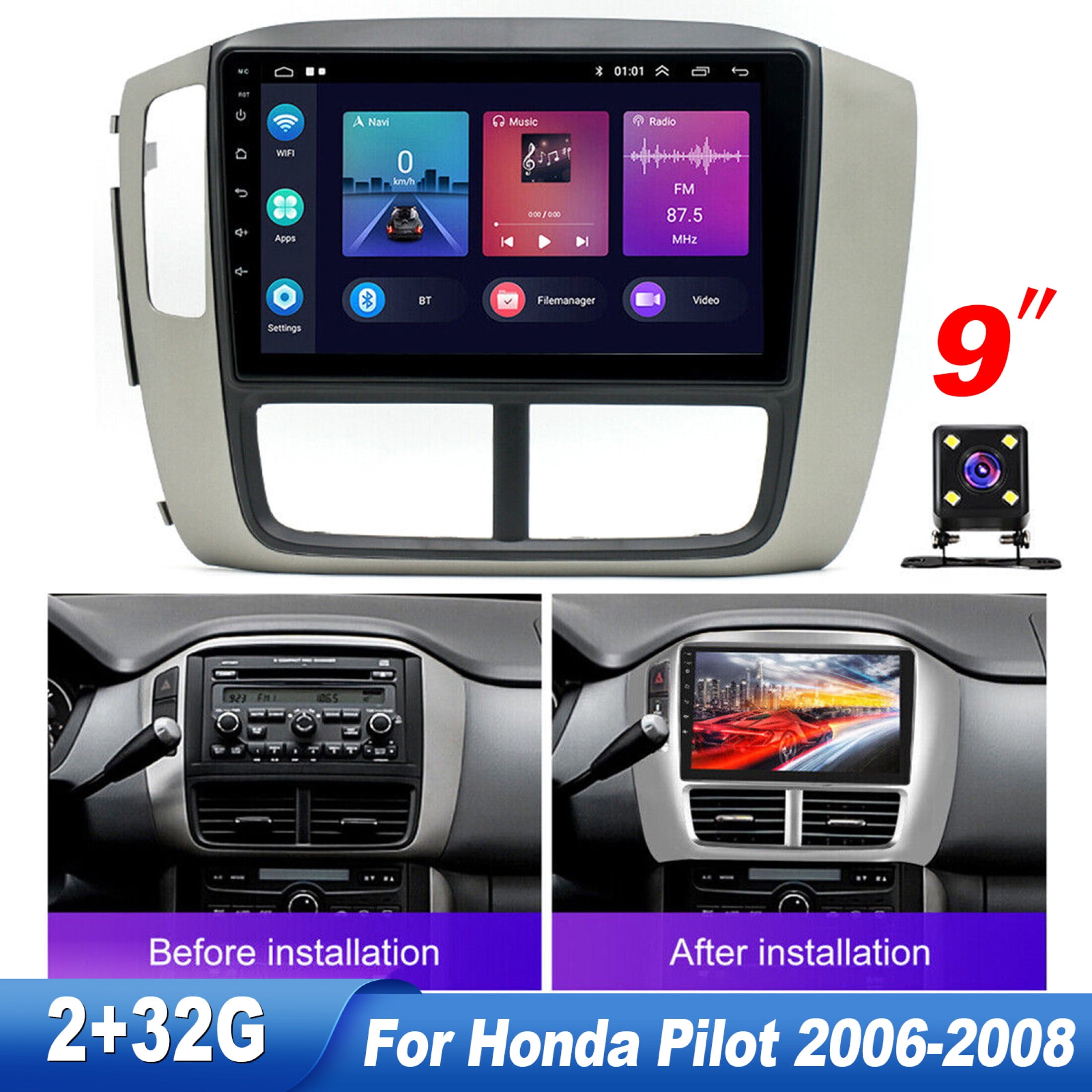 Zcargel Andriod 12 Car Radio Stereo for Honda Pilot 2006 2007 2008 with ...