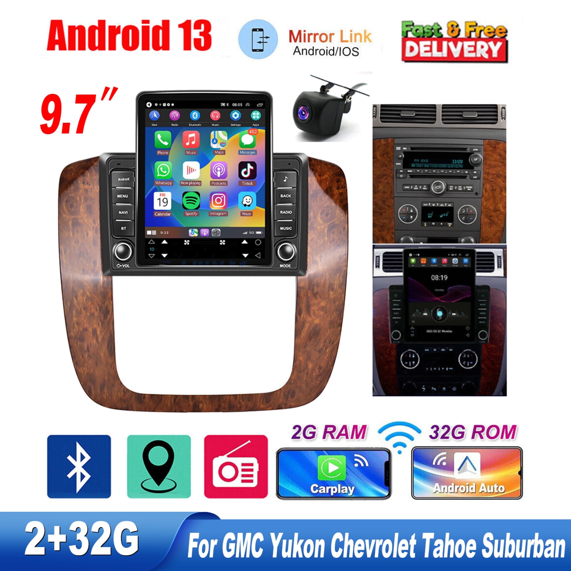 Zcargel Android 13 GPS Navi Radio for GMC Yukon, Chevy Tahoe 2006-14, 9 ...