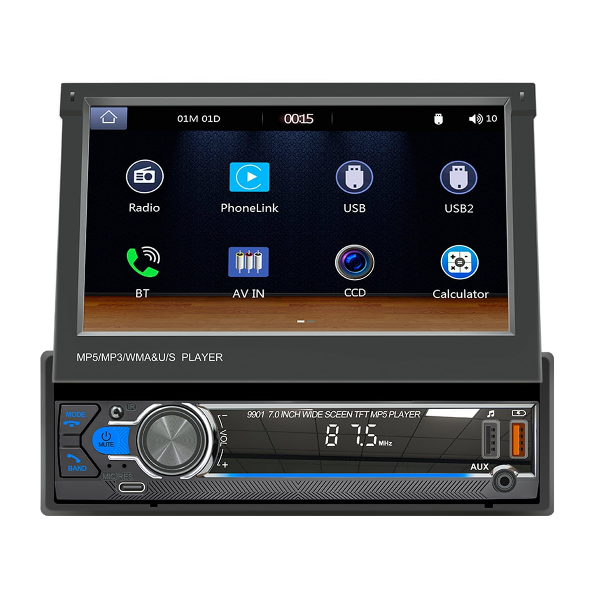 Zcargel Double DIN Car MP5 Player, 7 Inch Retractable Resistive Screen ...