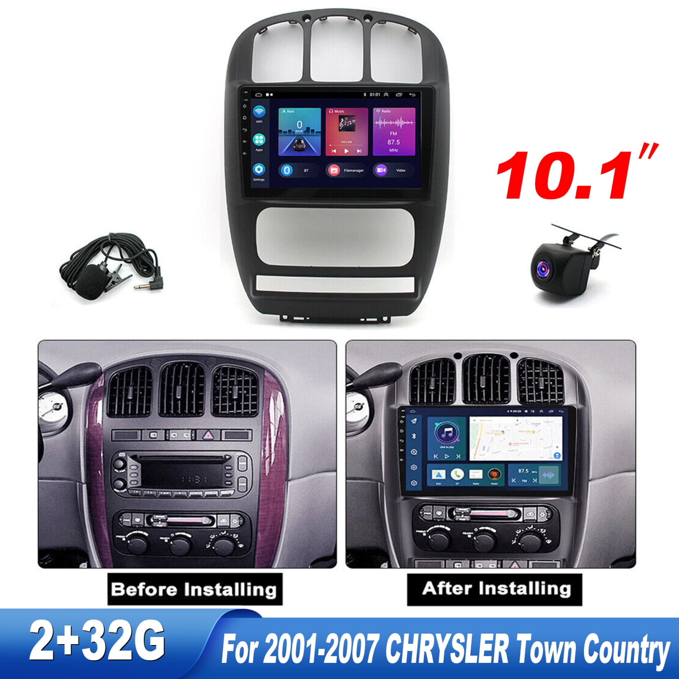 Zcargel For 2001-2007 Chrysler Town Country Car Stereo Radio 10.1 Touch ...
