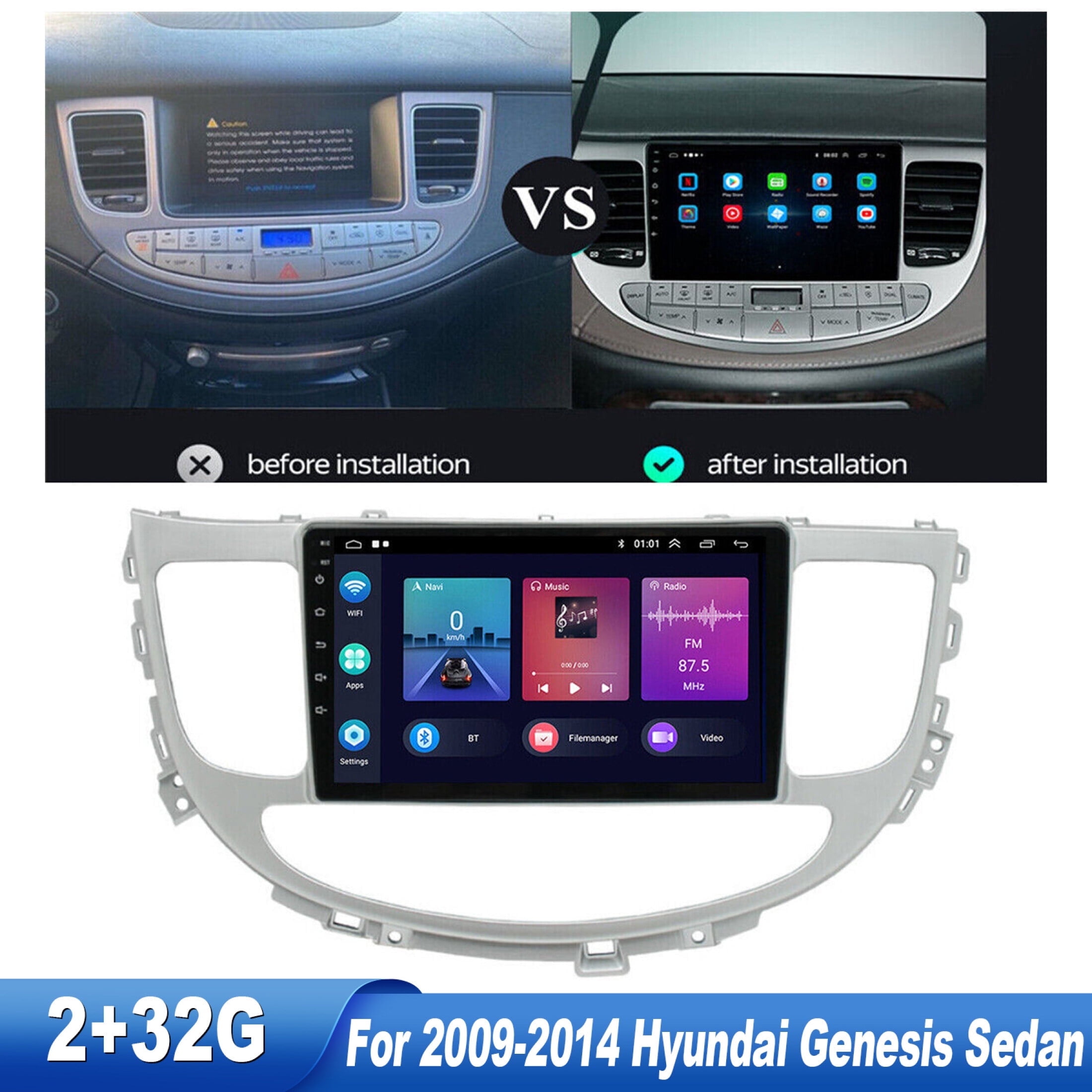 Zcargel 2009-2014 Hyundai Genesis Sedan Car Stereo: Android 13, 9'' GPS ...