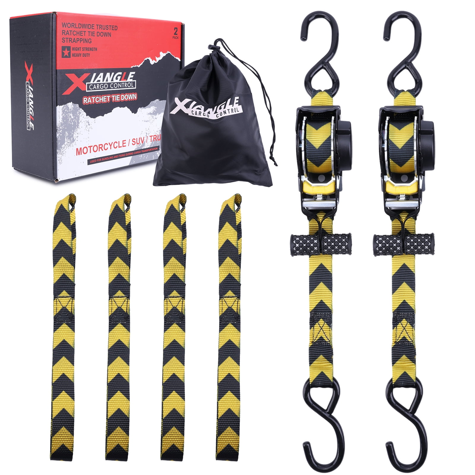 Zcargel Heavy Duty Ratchet Tie Down Straps with S-Hooks for Truck Cargo ...