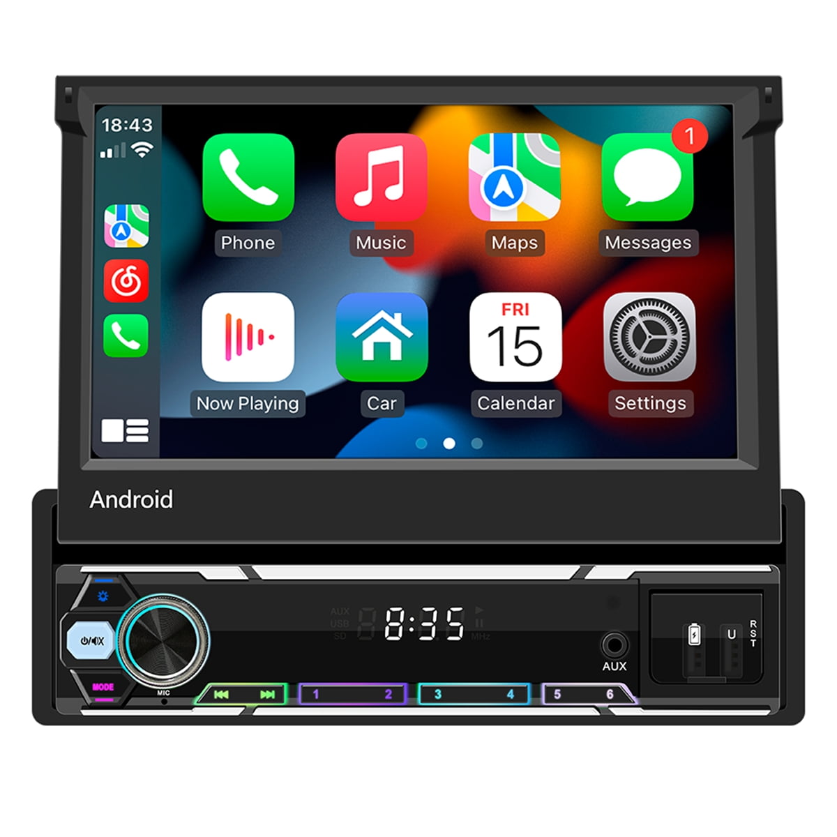 Zcargel Retractable Screen Car Player 7in 2GB+64GB Android 13 Wired ...