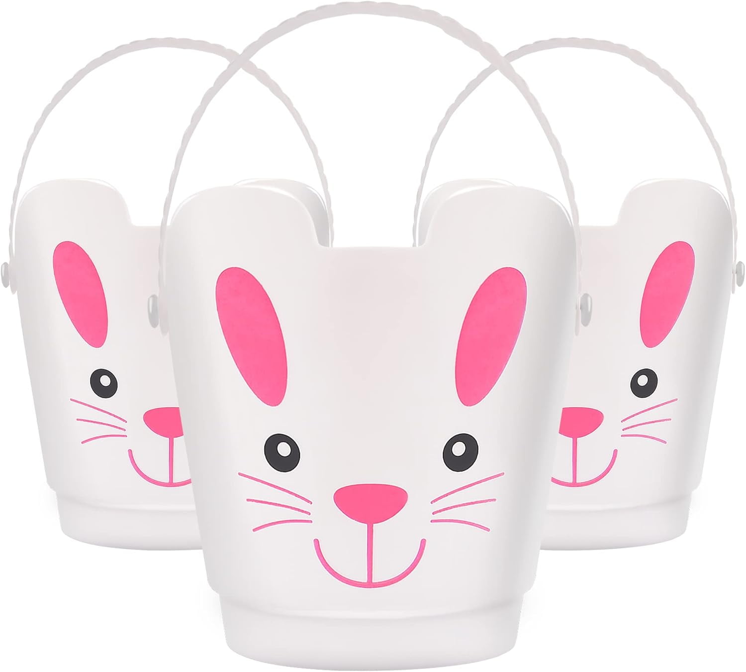 Zcaukya Easter Buckets, Set of 3 Plastic Easter Bunny Baskets with ...