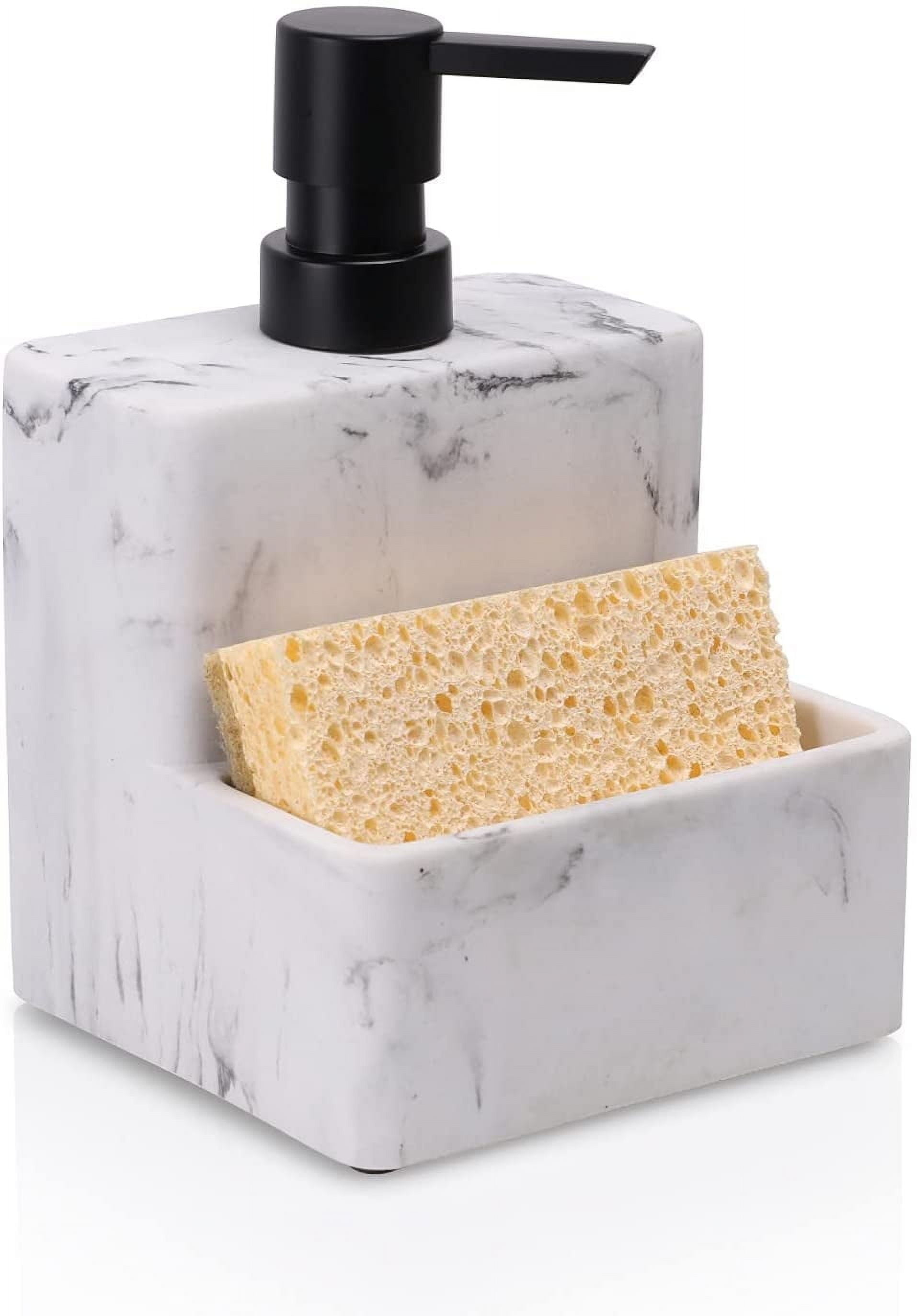 Zccz 2-in-1 White Marble Liquid Soap Dispenser and Sponge Holder Pump ...
