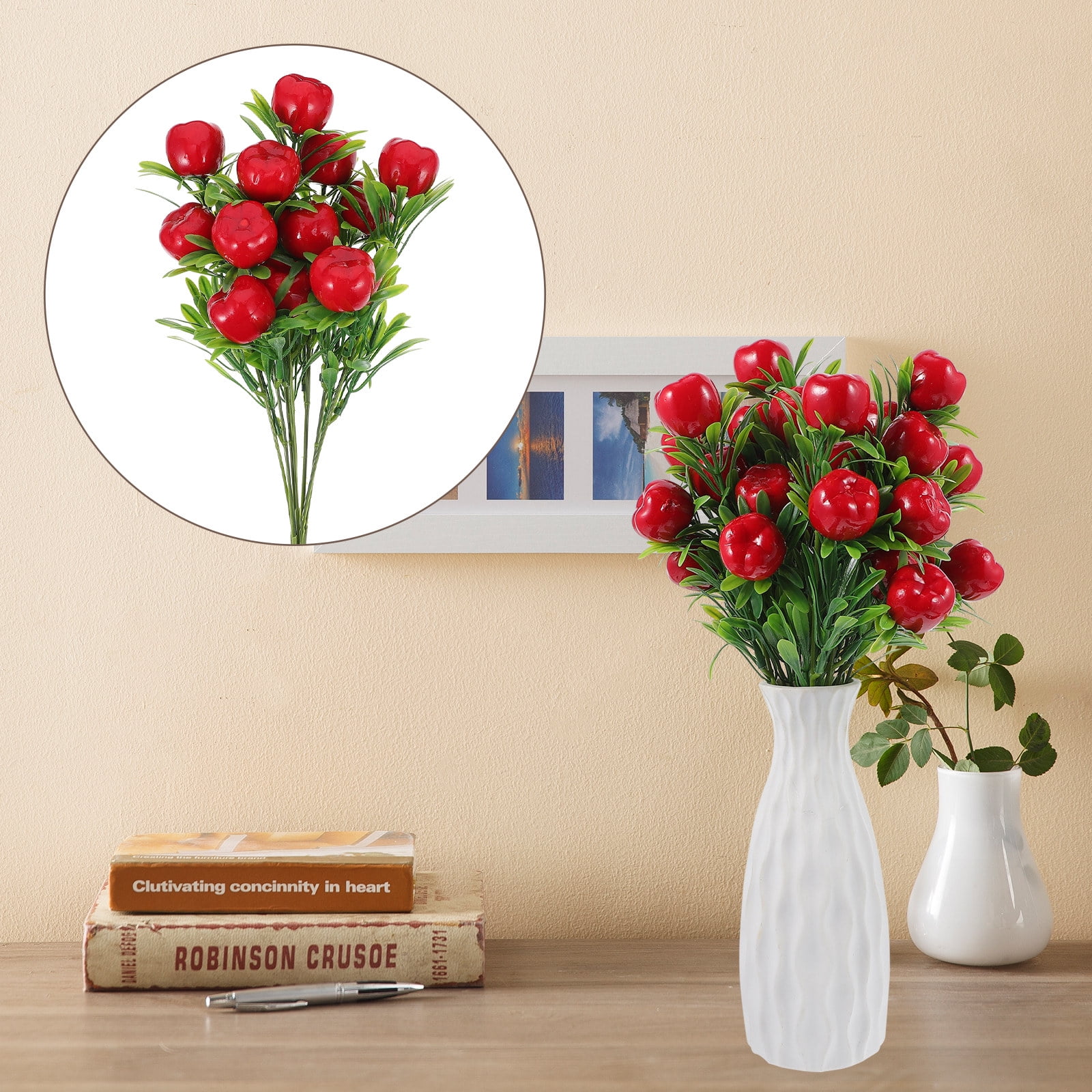 Zcyifa 2pcs Artificial Apples Tree Stem Fake Fruit Branches Faux Apples ...