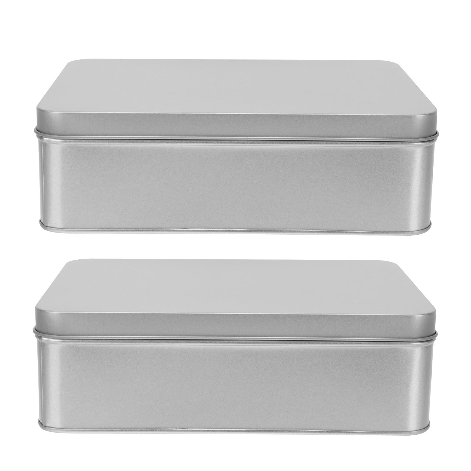 Zcyifa 2pcs Metal Hinged Tin Box Container Portable Rectangular Box ...