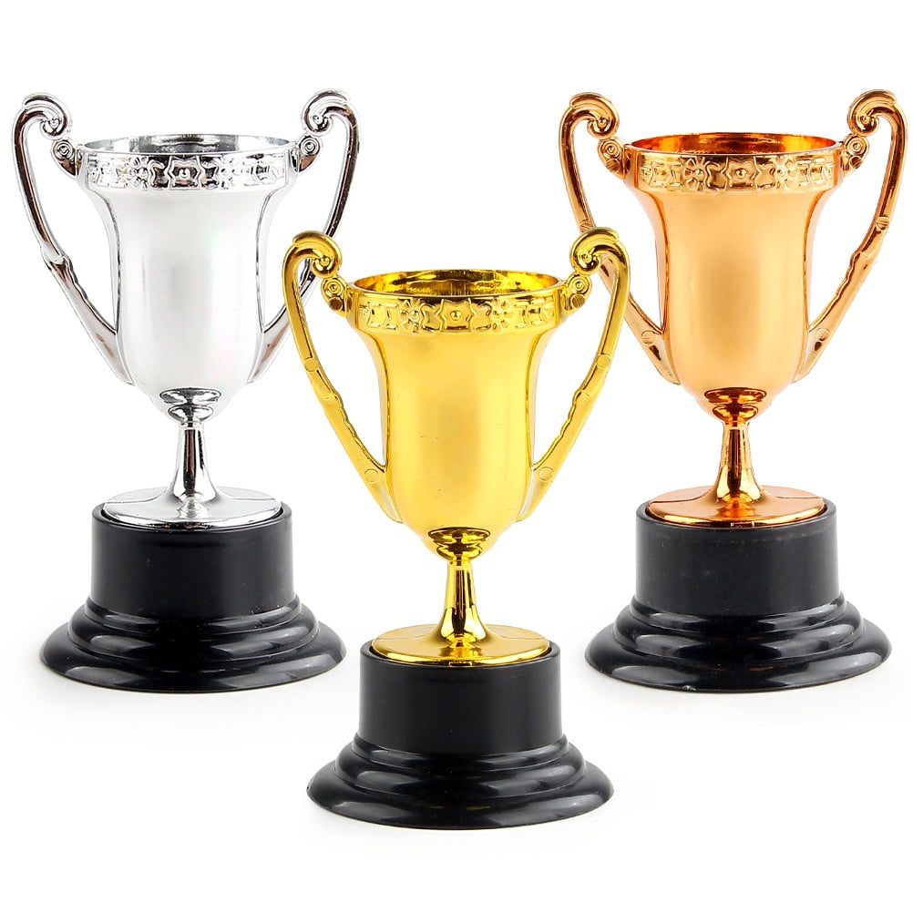Zcyifa 3pcs Kids Mini Trophy Cups Gold Silver Set for Party Sports ...